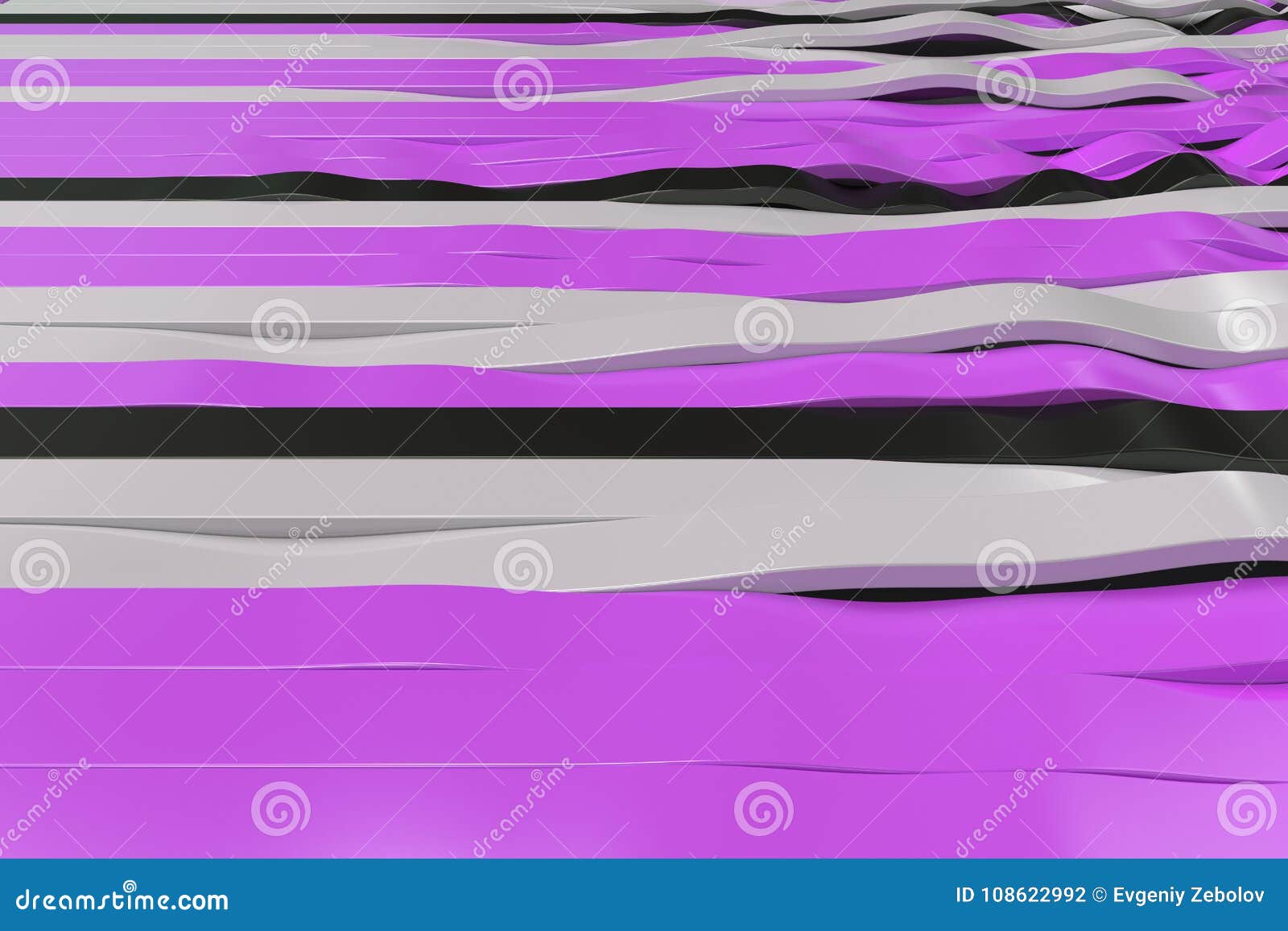 Abstract 3D Rendering of Black, White and Violet Sine Waves Stock ...