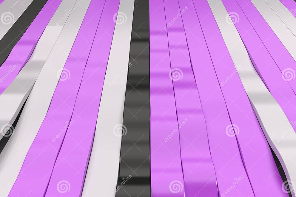 Abstract 3D Rendering of Black, White and Violet Sine Waves Stock ...
