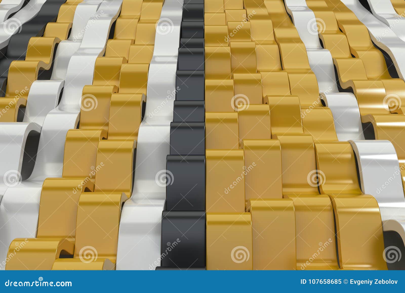 Abstract 3D Rendering of Black, White and Yellow Sine Waves Stock ...