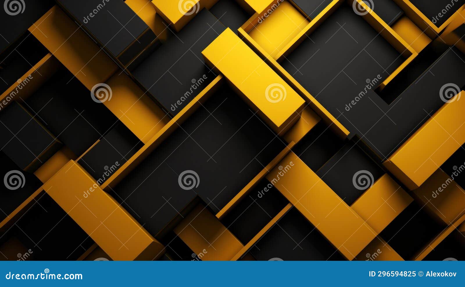 Abstract 3d Rendering of Black and Yellow Geometric Background ...