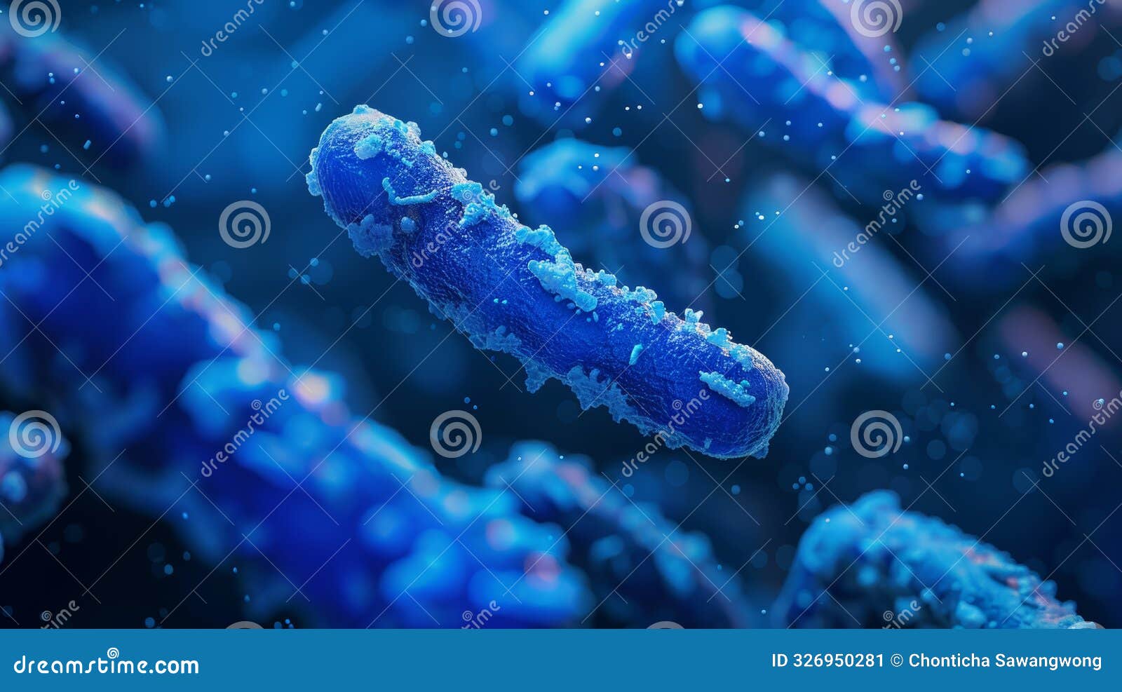 Abstract 3D Rendering of Blue Rod-shaped Bacteria, Representing ...