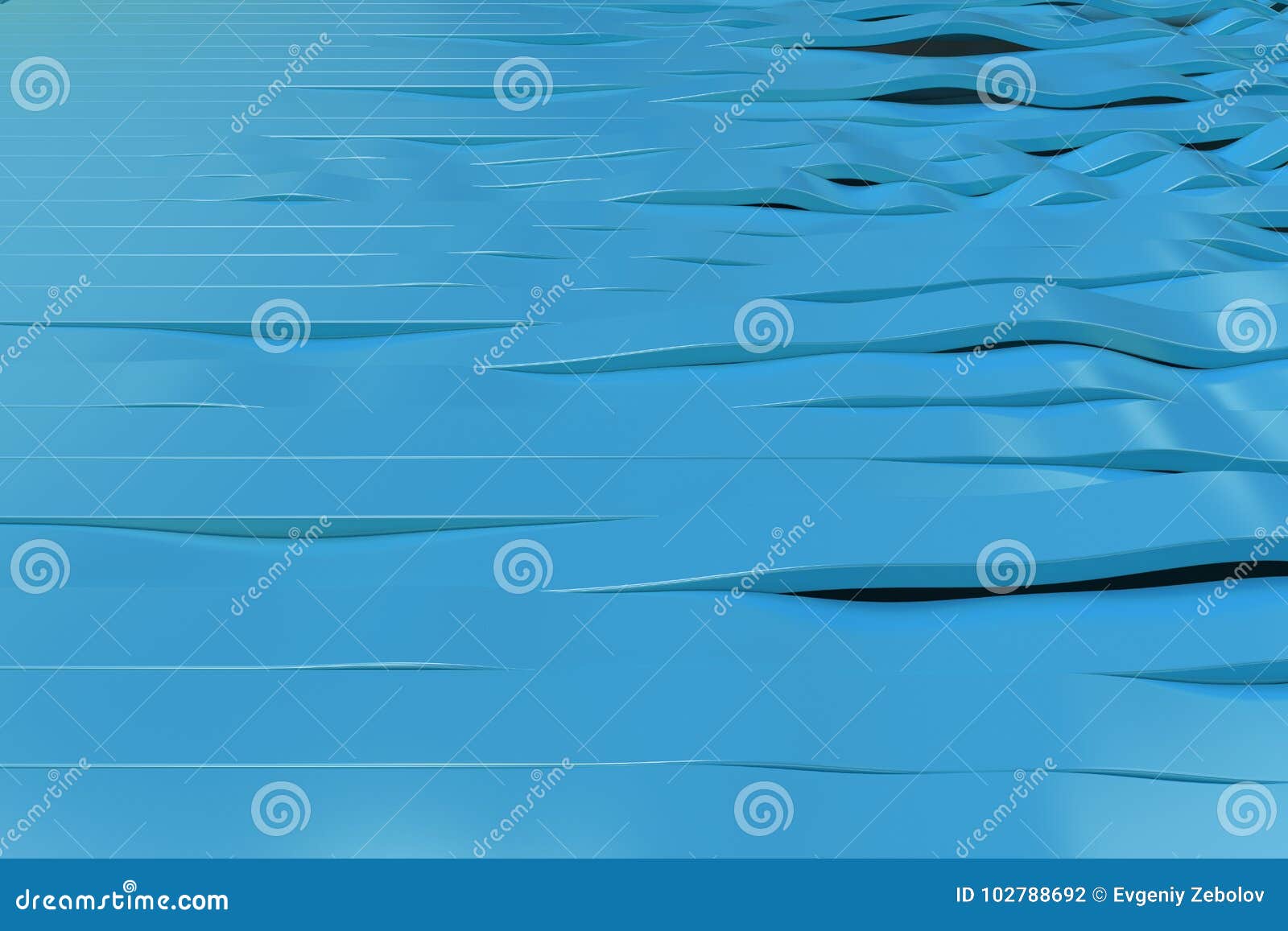 Abstract 3D Rendering of Blue Sine Waves Stock Illustration ...