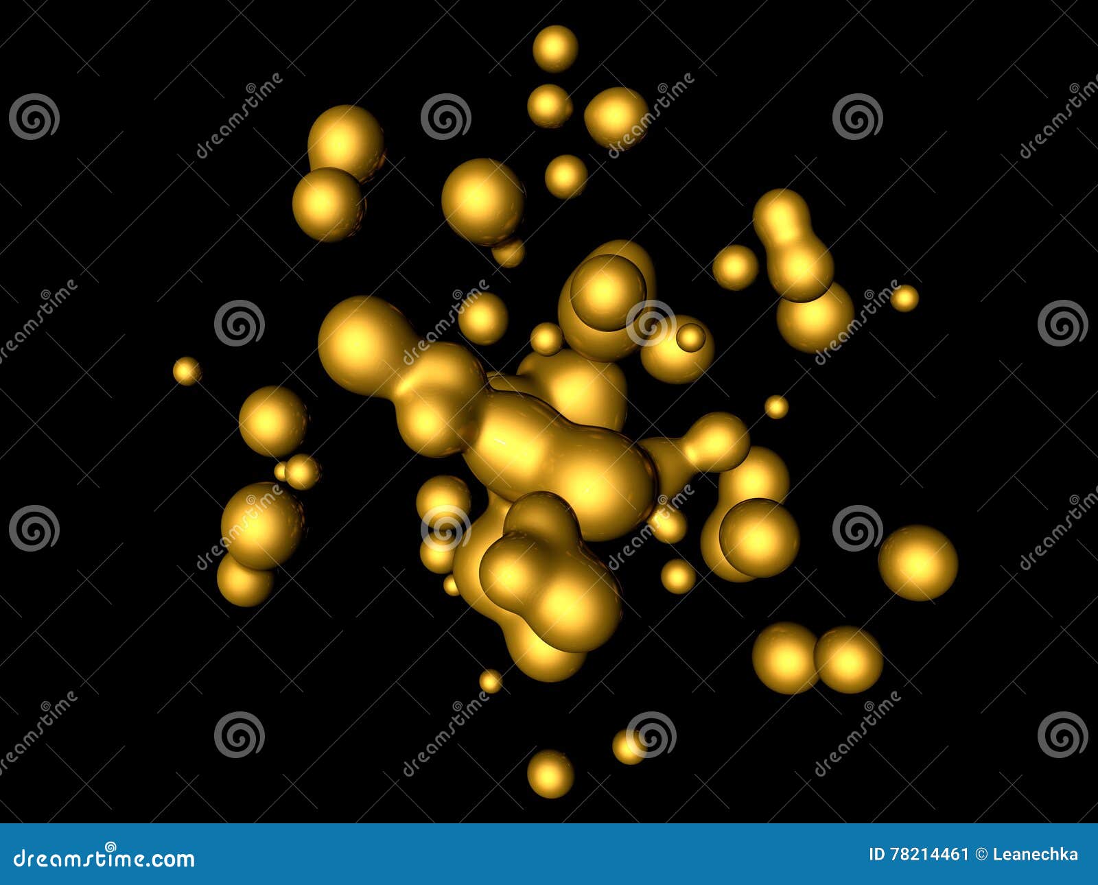 Abstract 3d Rendering of Chaotic Gold Liquid in Empty Space Stock ...
