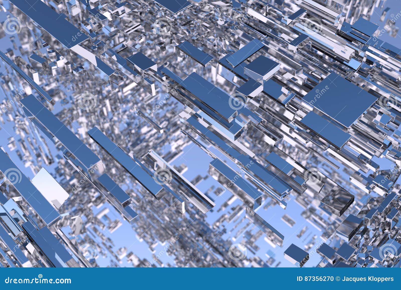 Abstract 3d Rendering of Chrome Shapes Against Sky Stock Illustration ...