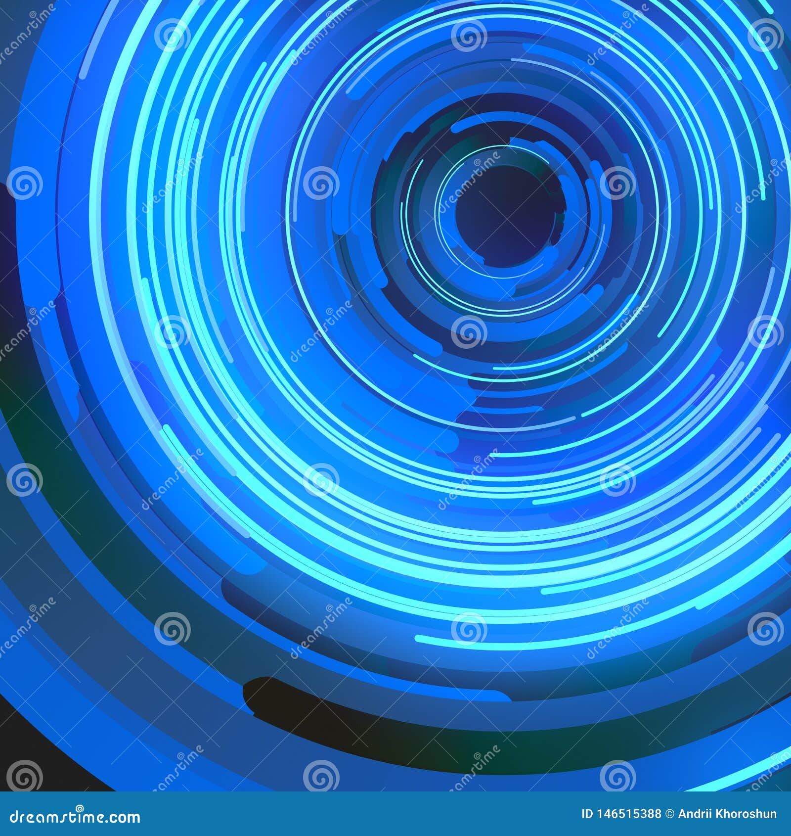 Abstract 3d Rendering Composition of Blue Colored Circles. Computer ...