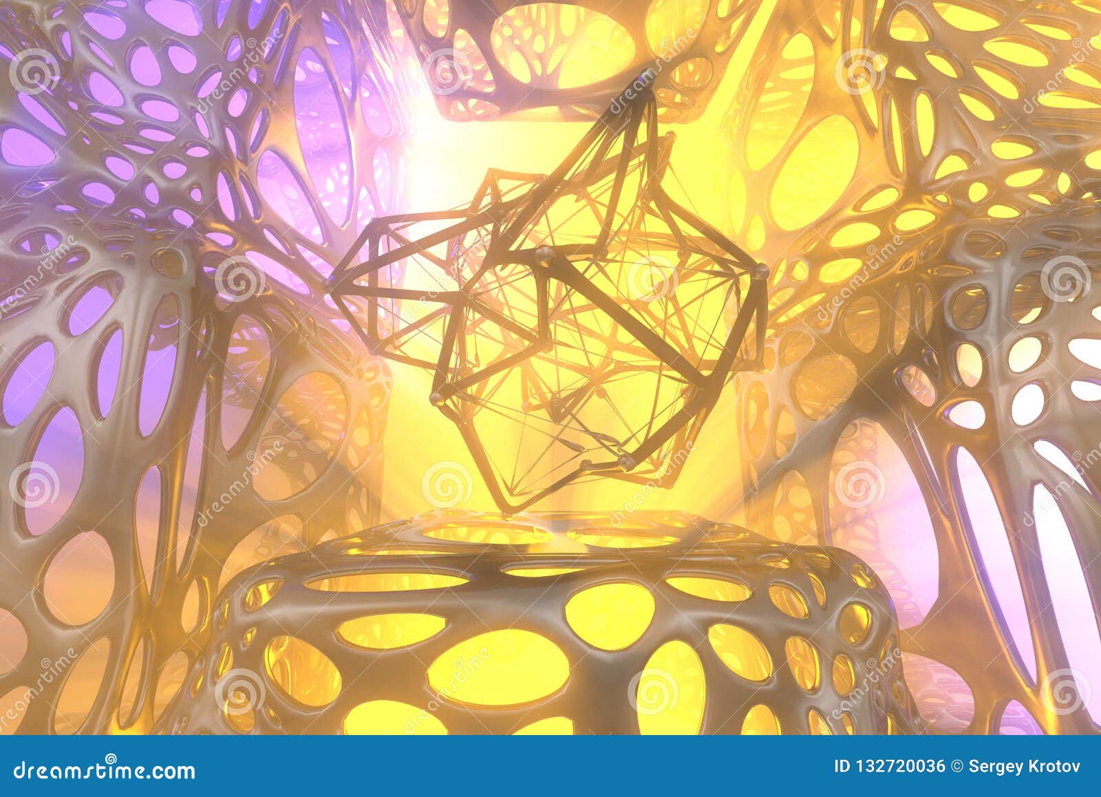 Abstract 3d Rendering Concept of High Poly Atomic Sphere with Chaotic ...