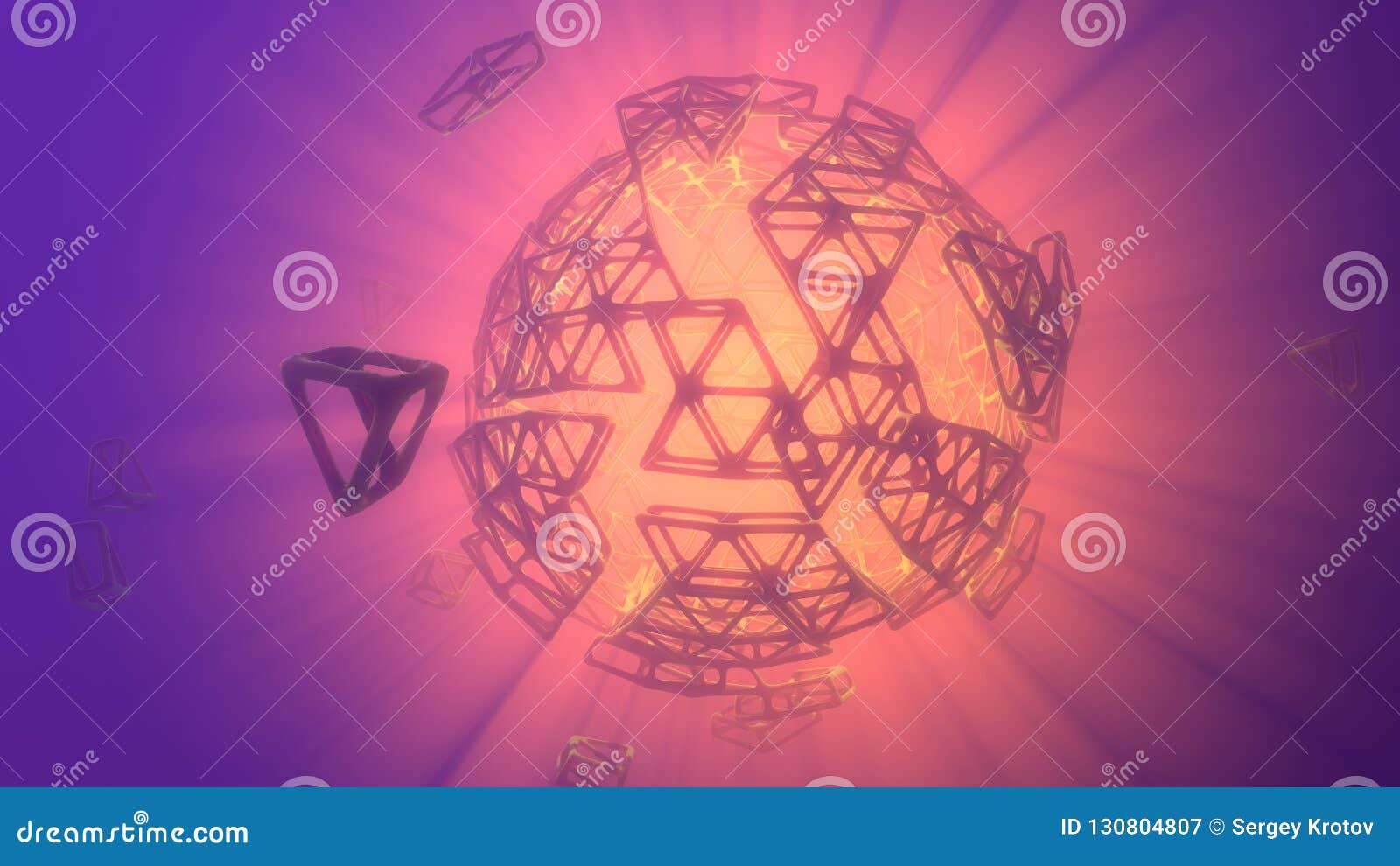 Abstract 3d Rendering Concept of High Poly Sphere with Chaotic Mesh ...