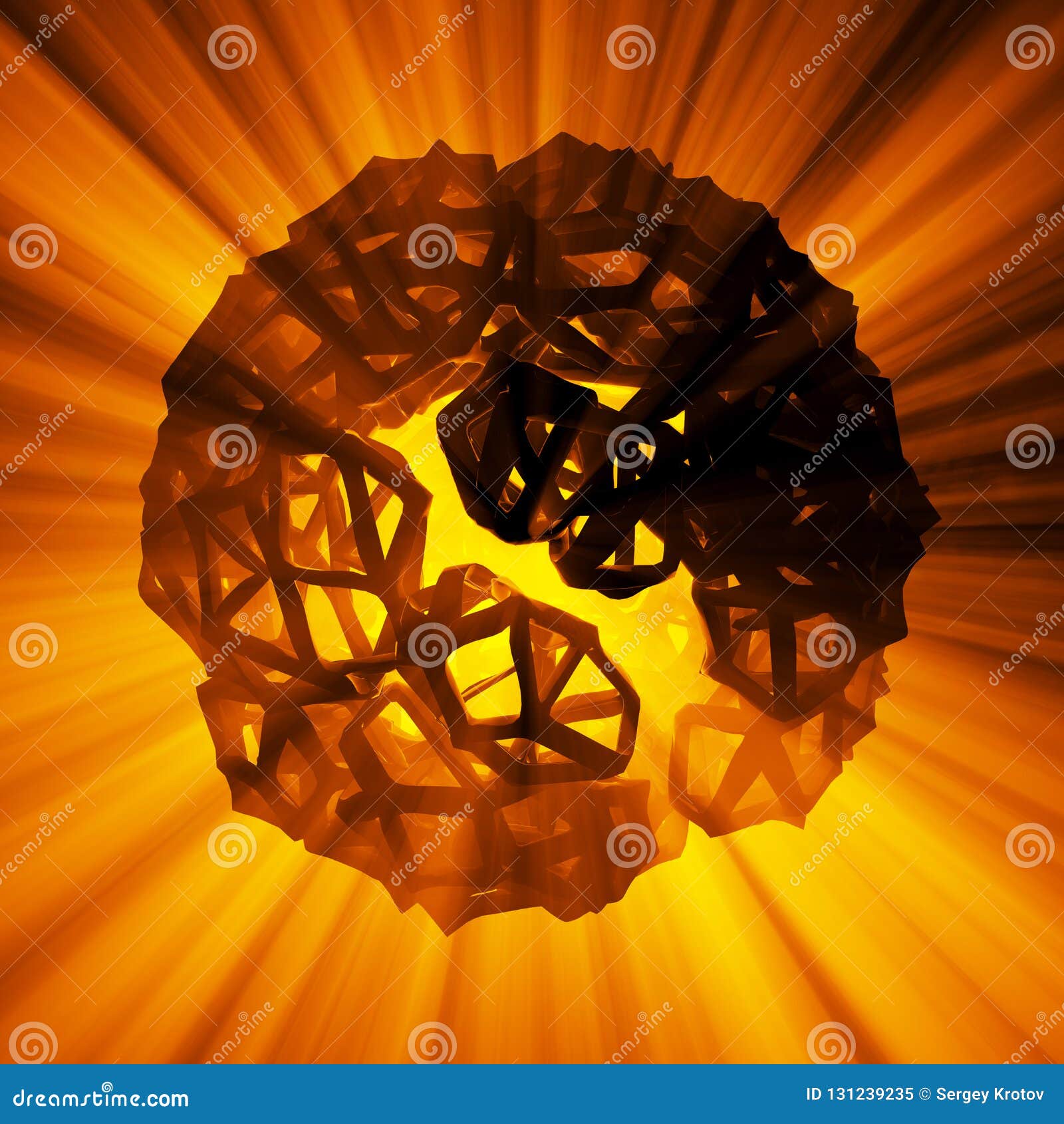 Abstract 3d Rendering Concept of High Poly Sphere with Chaotic Mesh ...