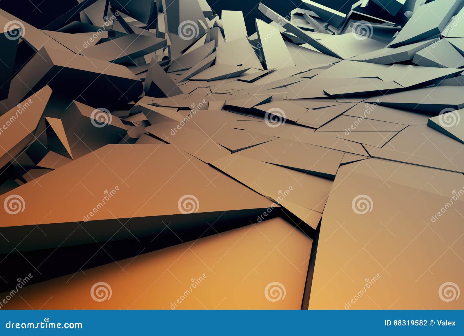 Abstract 3D Rendering of Cracked Surface. Stock Illustration ...