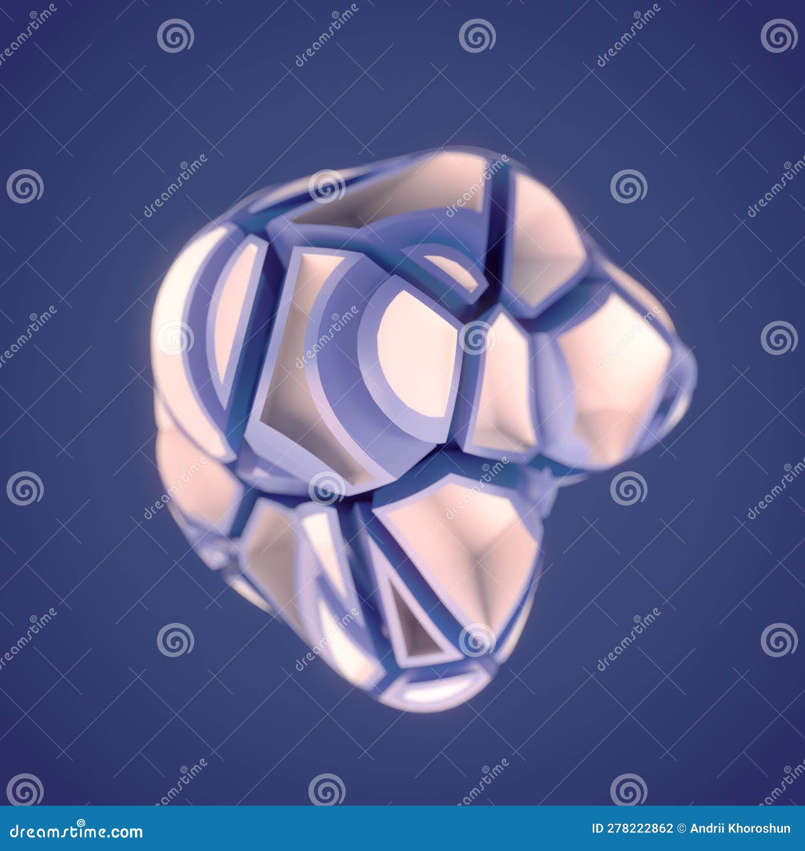 Abstract 3d Render Digital Illustration of a Crystal Shape with a Crack ...