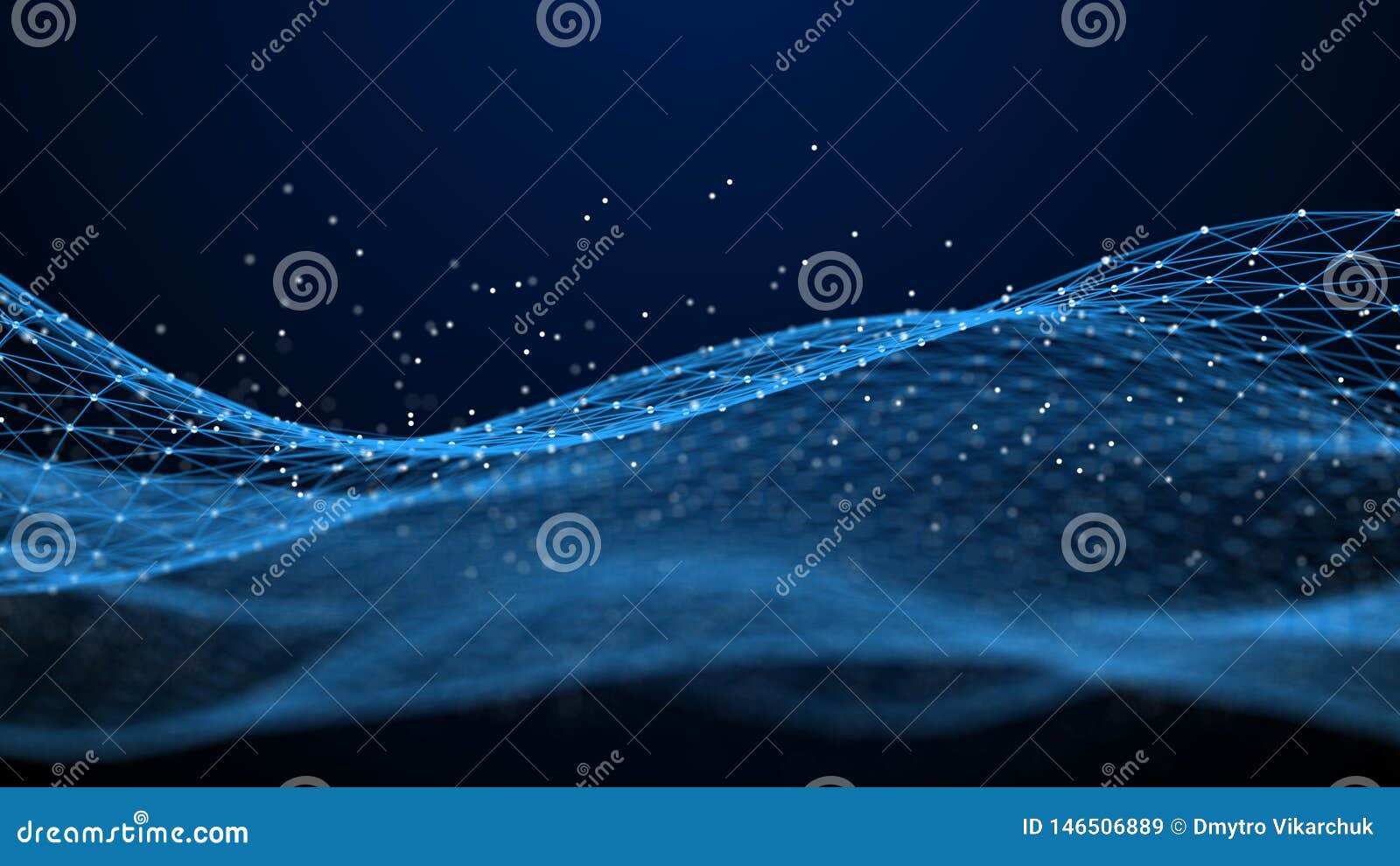 Abstract 3d Rendering Dots and Lines. Technology Background. Big Data Visualization. Artificial ...