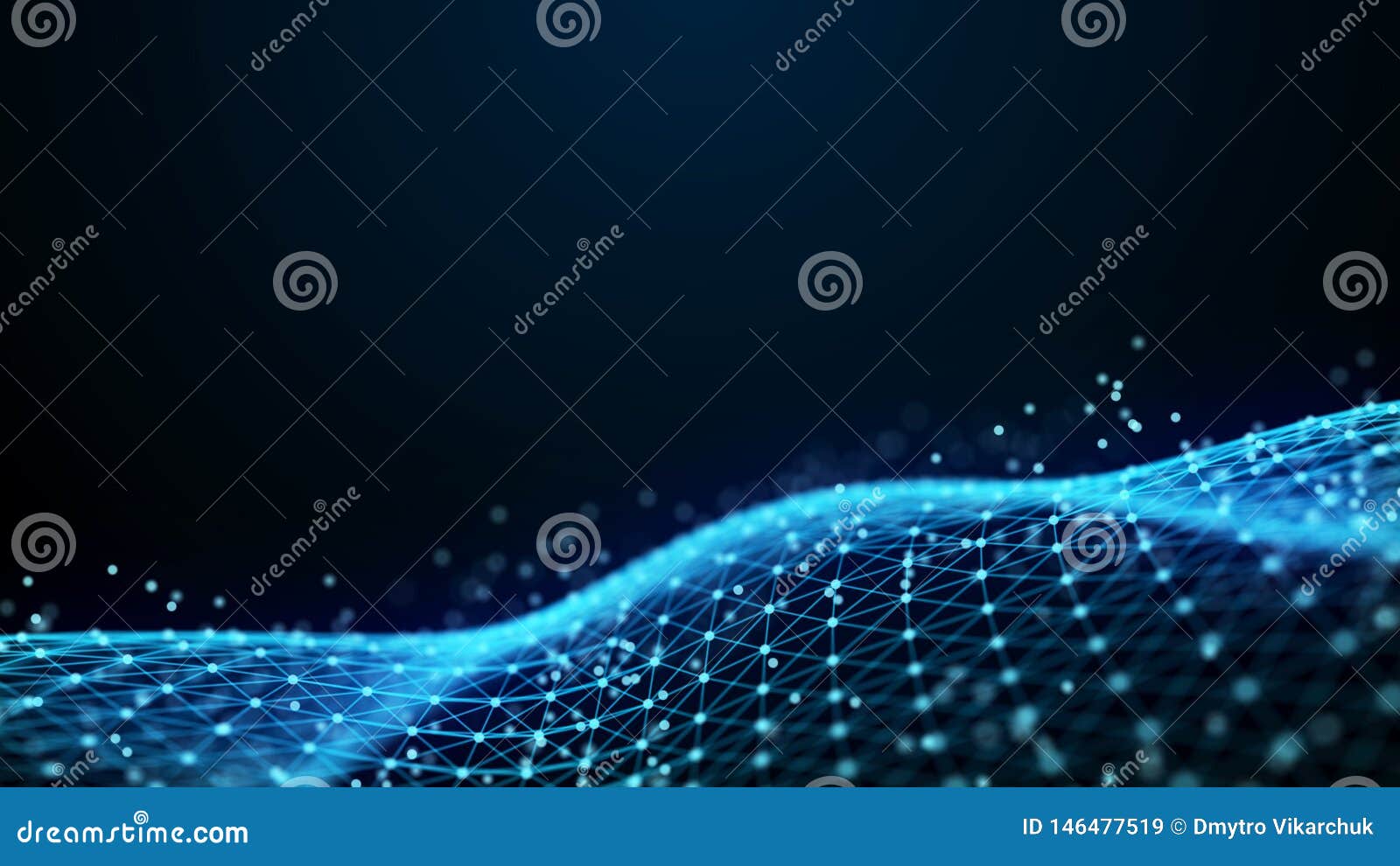 Abstract 3d Rendering Dots and Lines. Technology Background. Big Data Visualization. Artificial ...