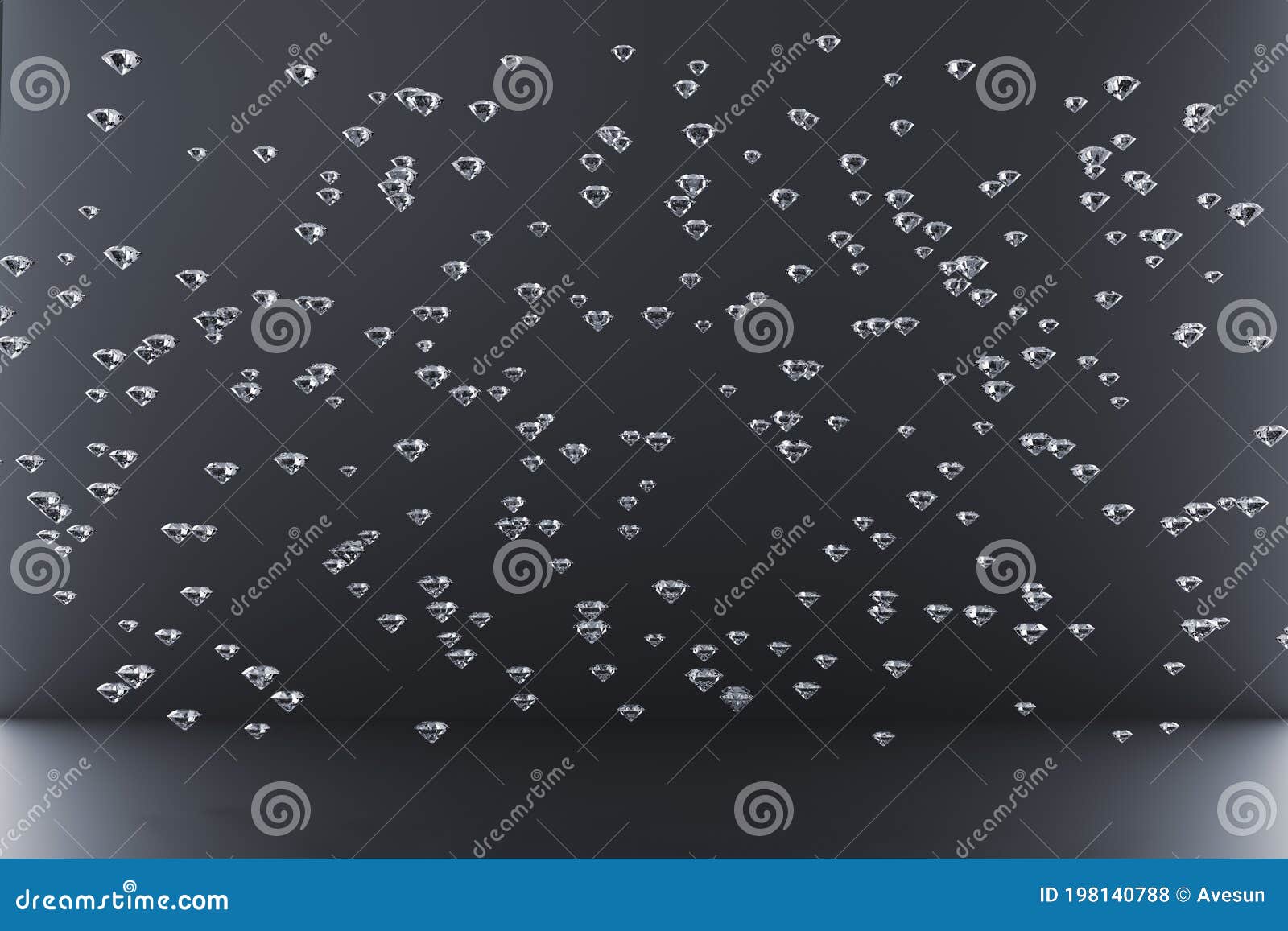 Abstract 3D Rendering of Falling Diamonds Stock Illustration ...
