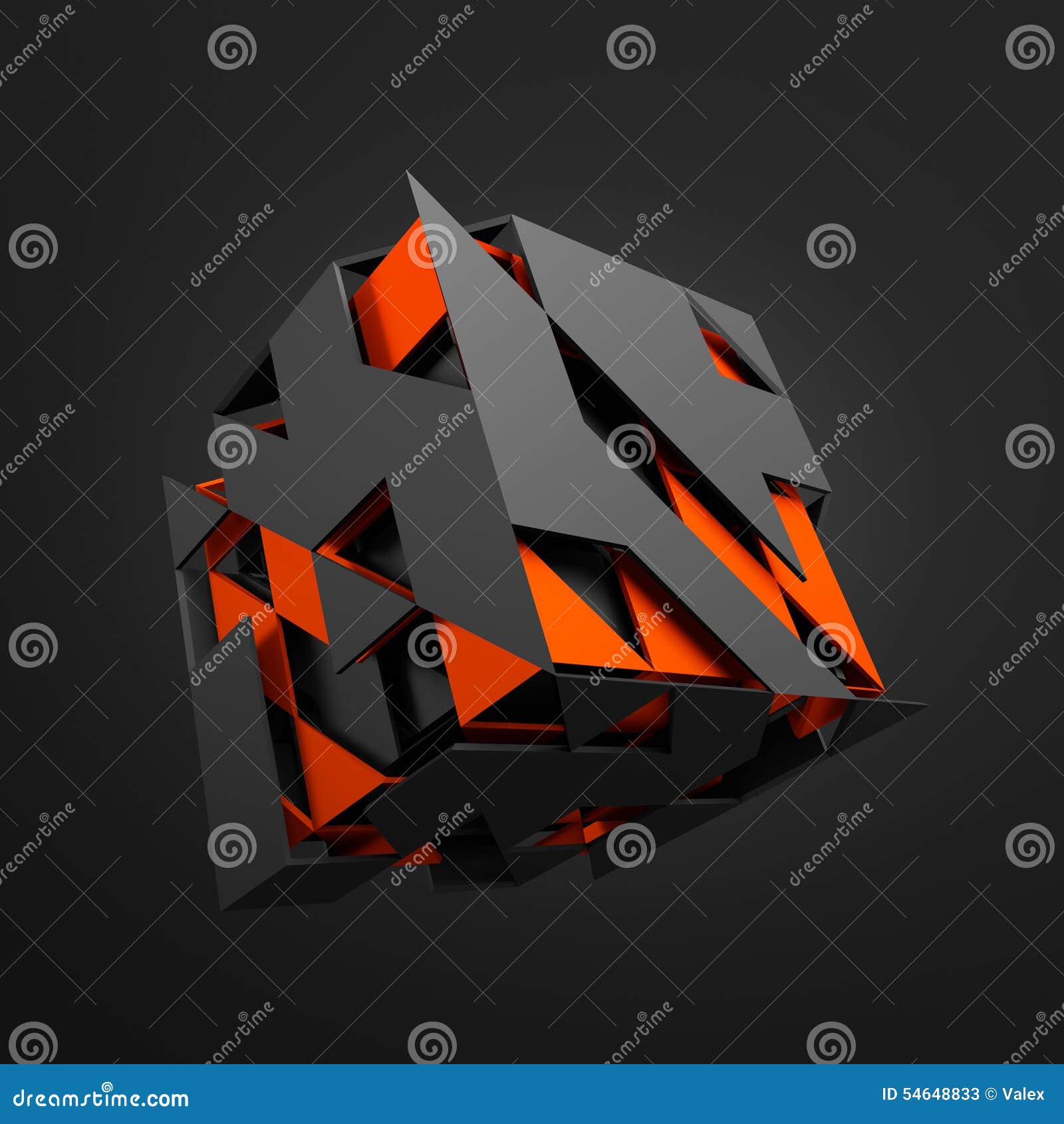 Abstract 3D Rendering of Flying Cube Stock Illustration - Illustration ...