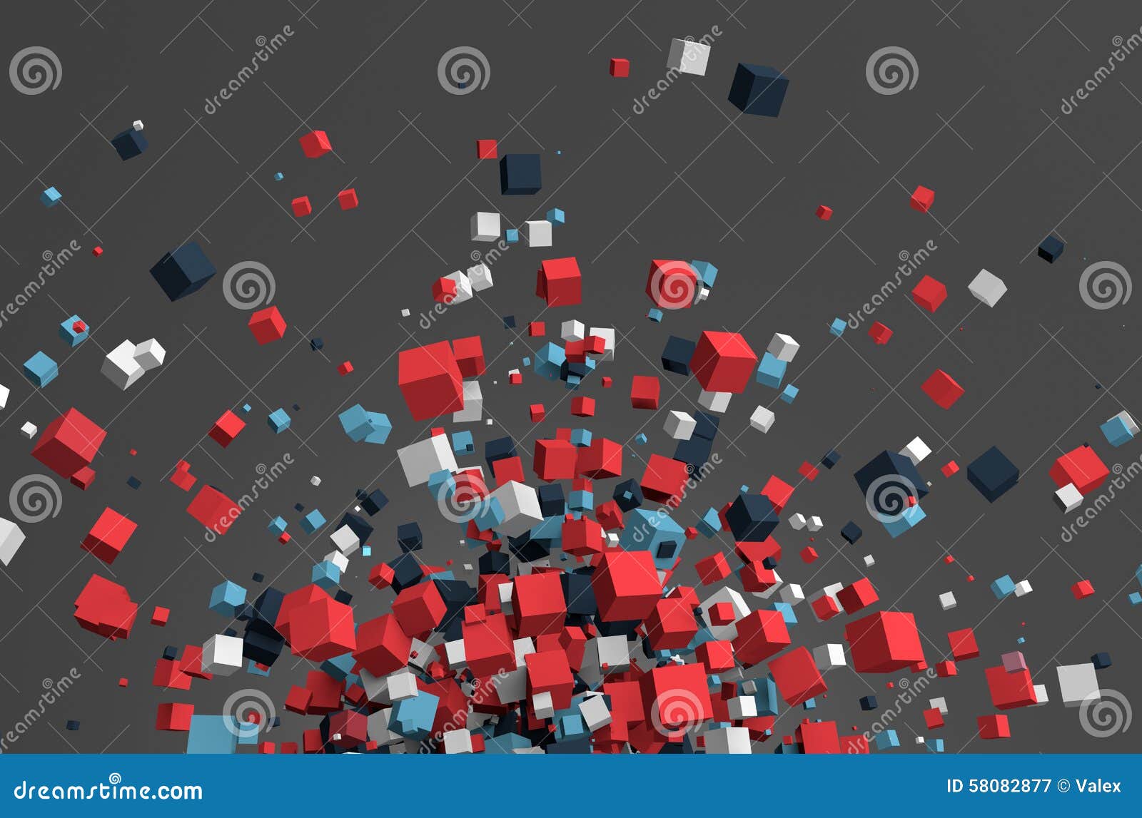 Abstract 3D Rendering of Flying Cubes Stock Illustration - Illustration ...