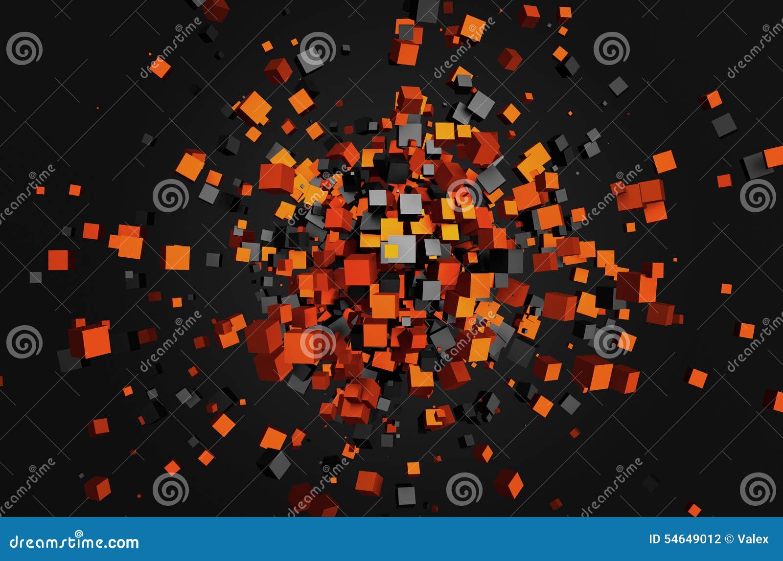Abstract 3d Rendering of Flying Cubes Stock Illustration - Illustration ...