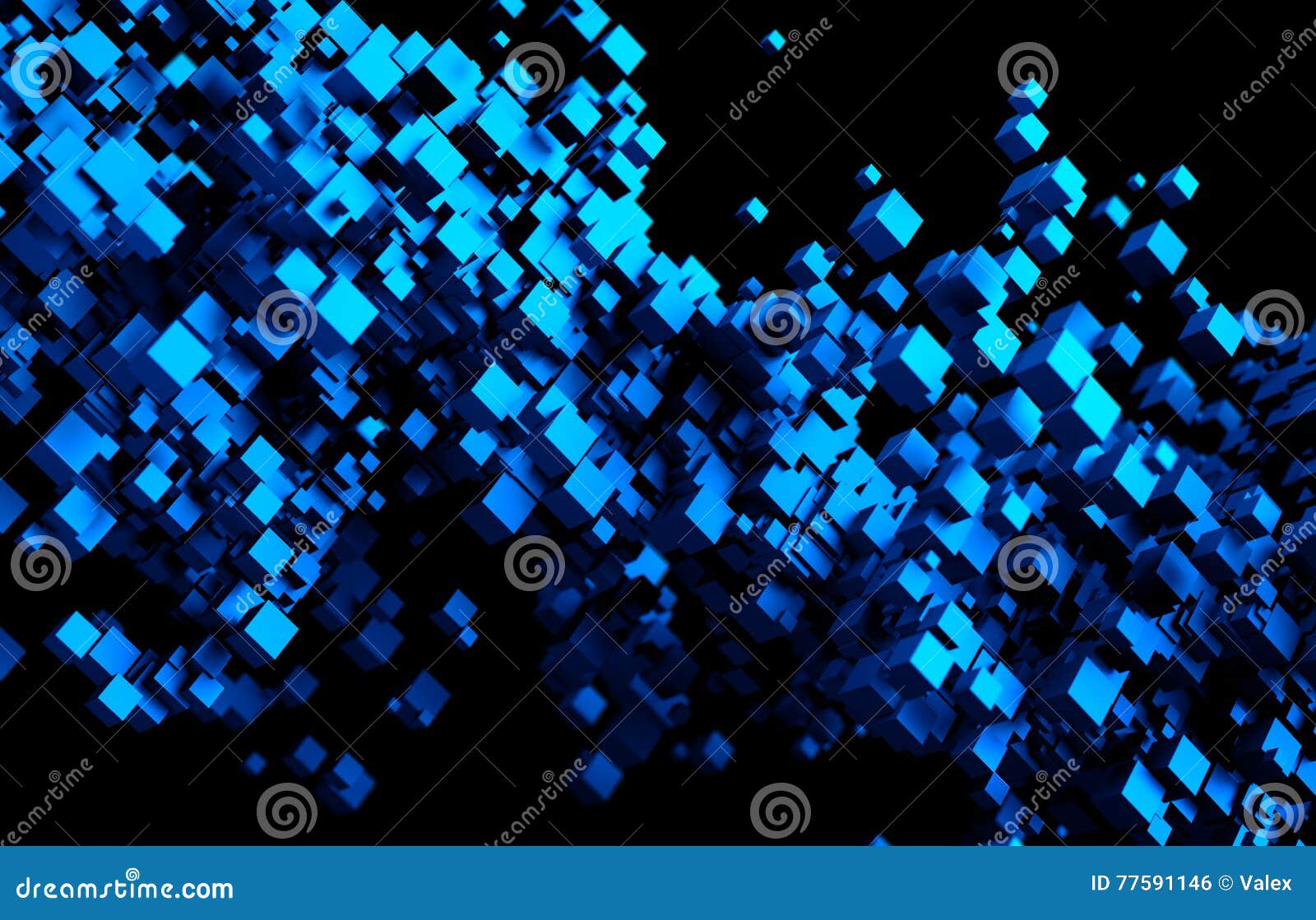 Abstract 3D Rendering of Flying Cubes. Stock Illustration ...
