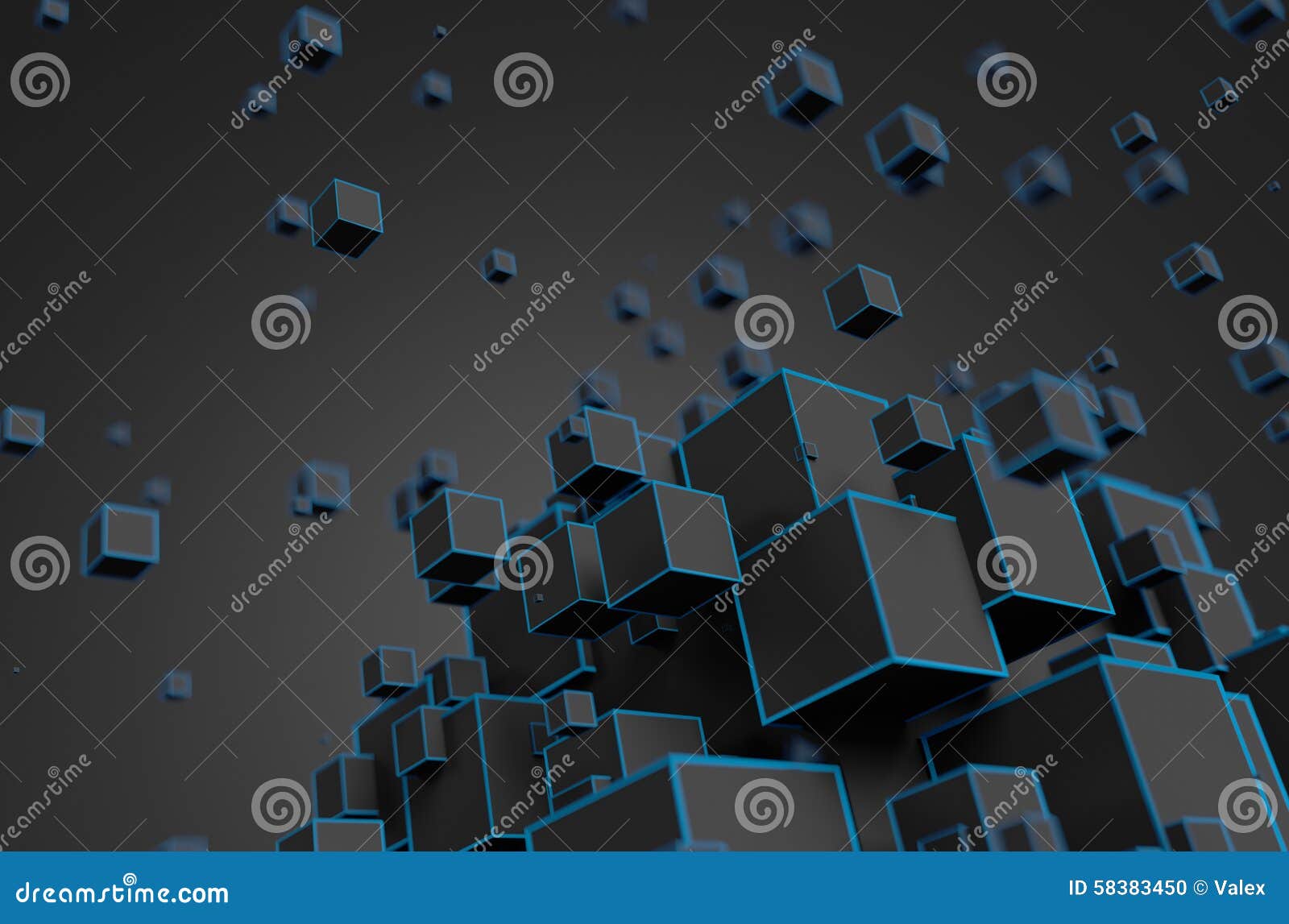 Abstract 3D Rendering of Flying Cubes Stock Illustration - Illustration ...