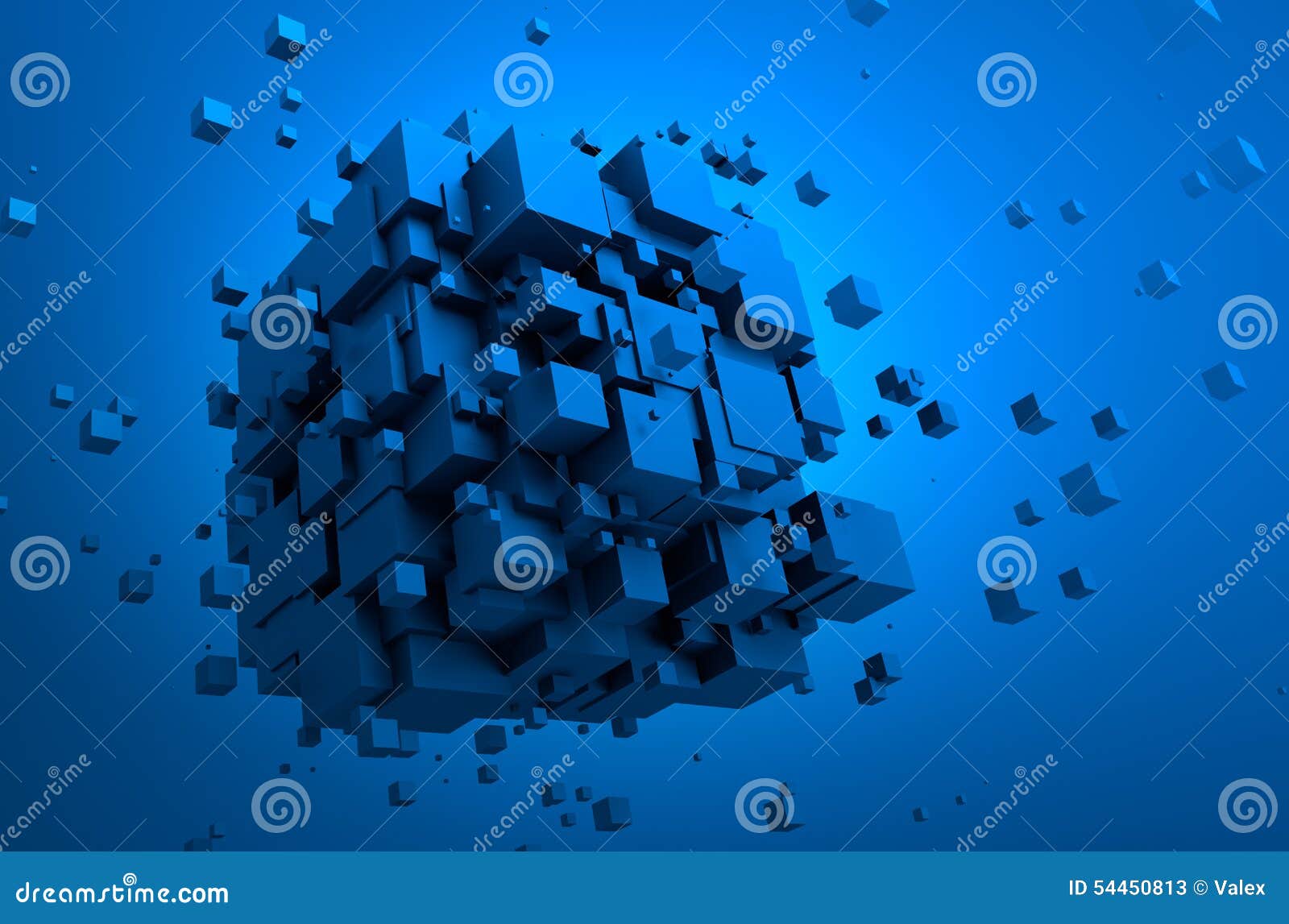 Abstract 3d Rendering of Flying Cubes Stock Illustration - Illustration ...