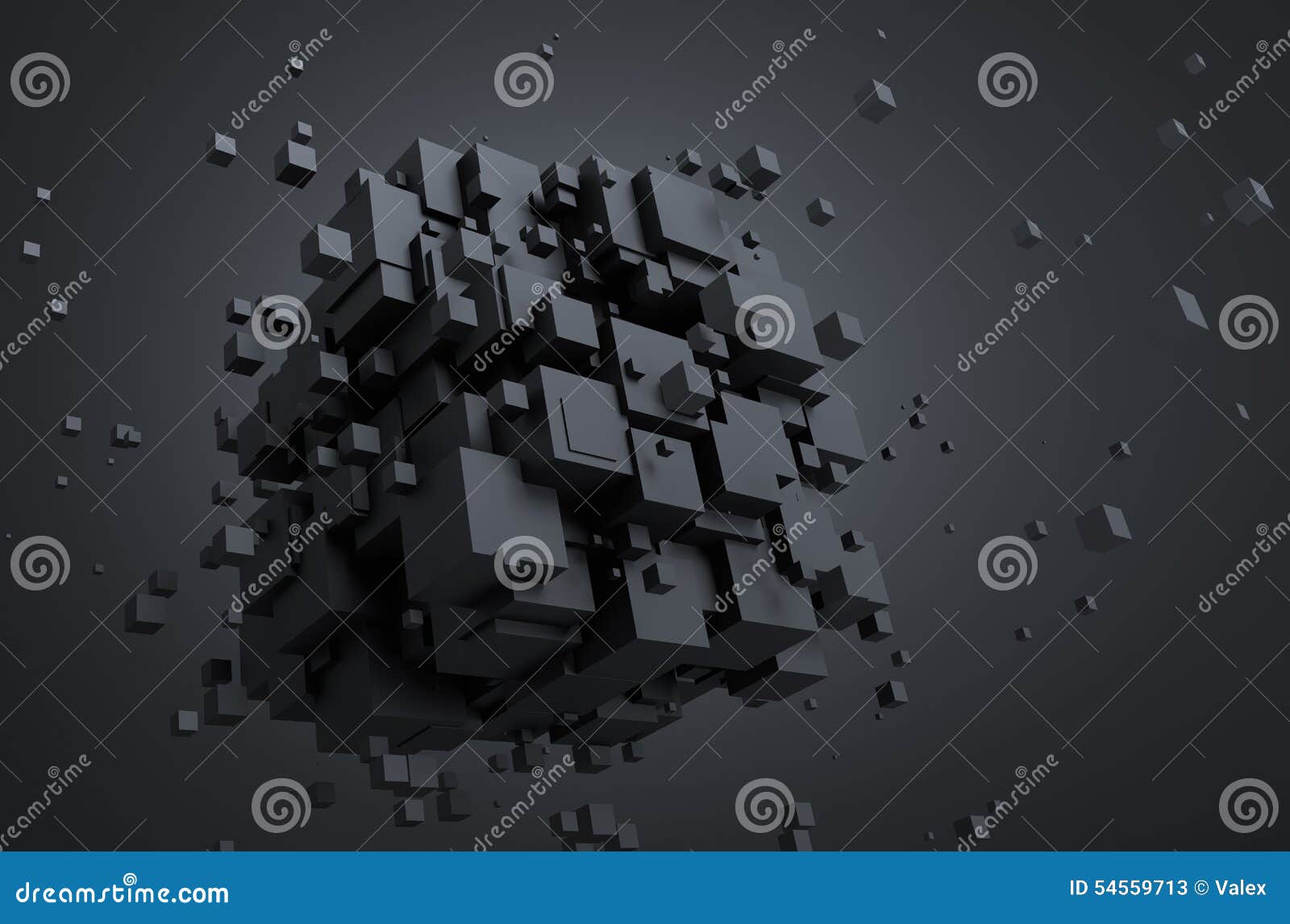 Abstract 3d Rendering of Flying Cubes Stock Illustration - Illustration ...