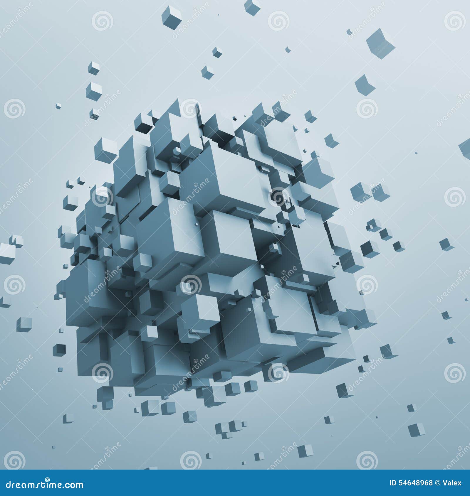 Abstract 3d Rendering of Flying Cubes Stock Illustration - Illustration ...