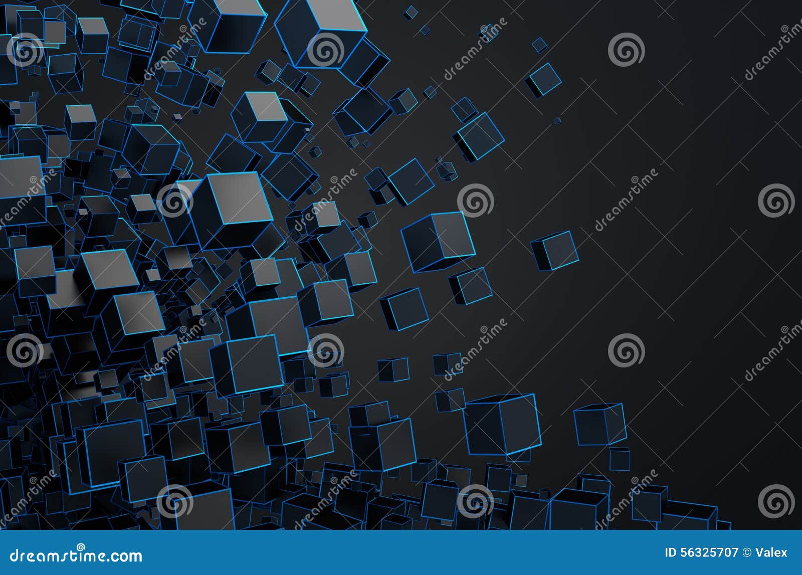 Abstract 3D Rendering of Flying Cubes Stock Illustration - Illustration ...