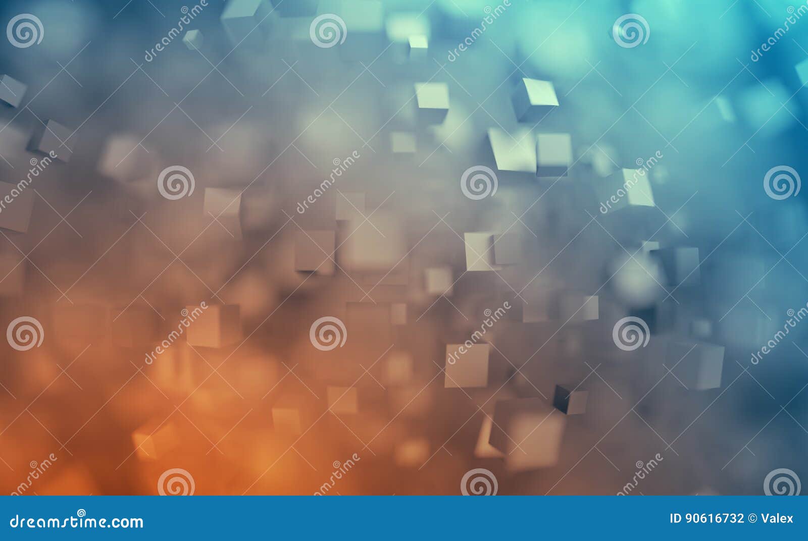 Abstract 3D Rendering of Flying Cubes. Stock Illustration ...