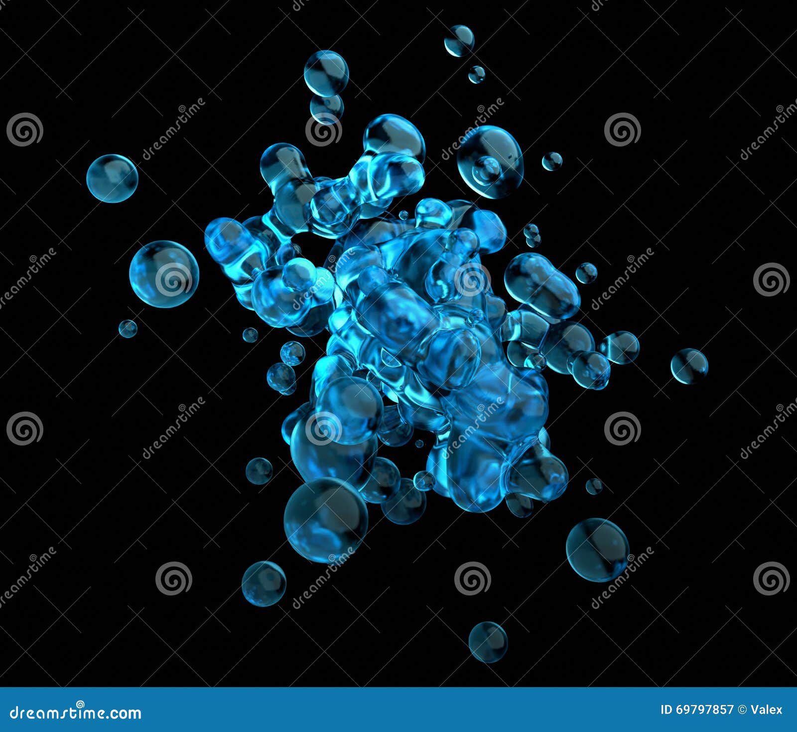 Abstract 3D Rendering of Flying Liquid. Stock Illustration ...