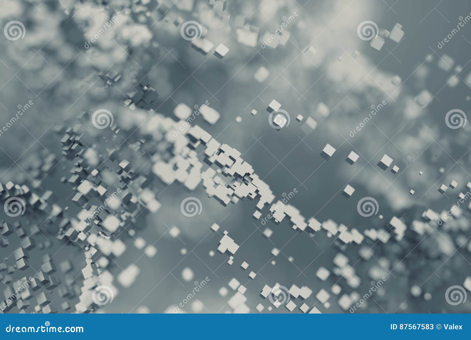 Abstract 3D Rendering of Flying Particles. Stock Illustration ...