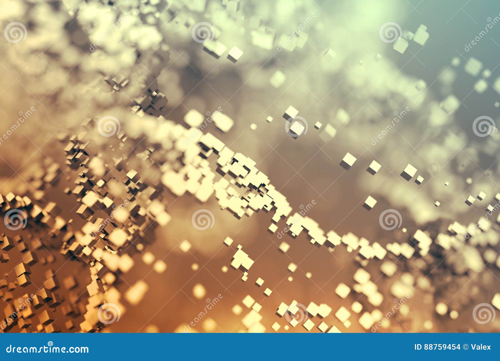 Abstract 3D Rendering of Flying Particles. Stock Illustration ...