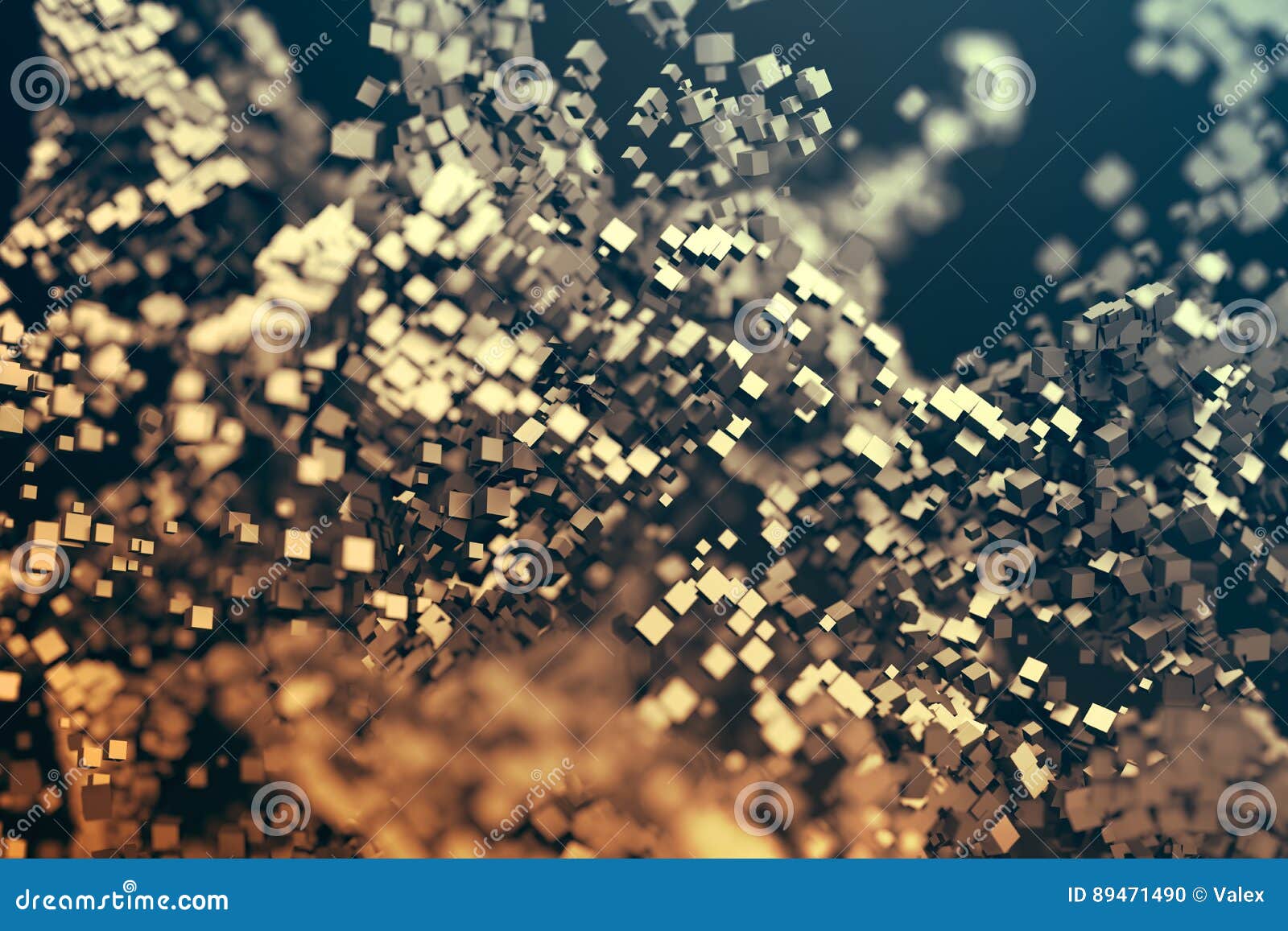 Abstract 3D Rendering of Flying Particles. Stock Illustration ...