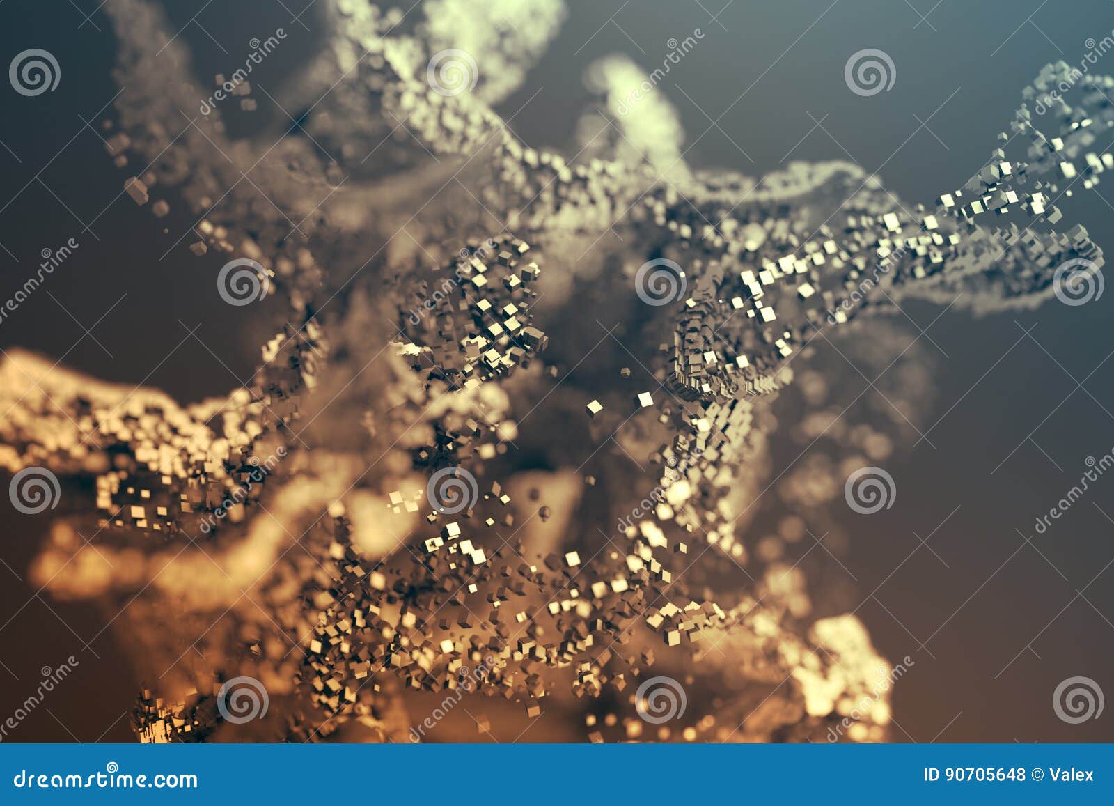 Abstract 3D Rendering of Flying Particles. Stock Illustration ...