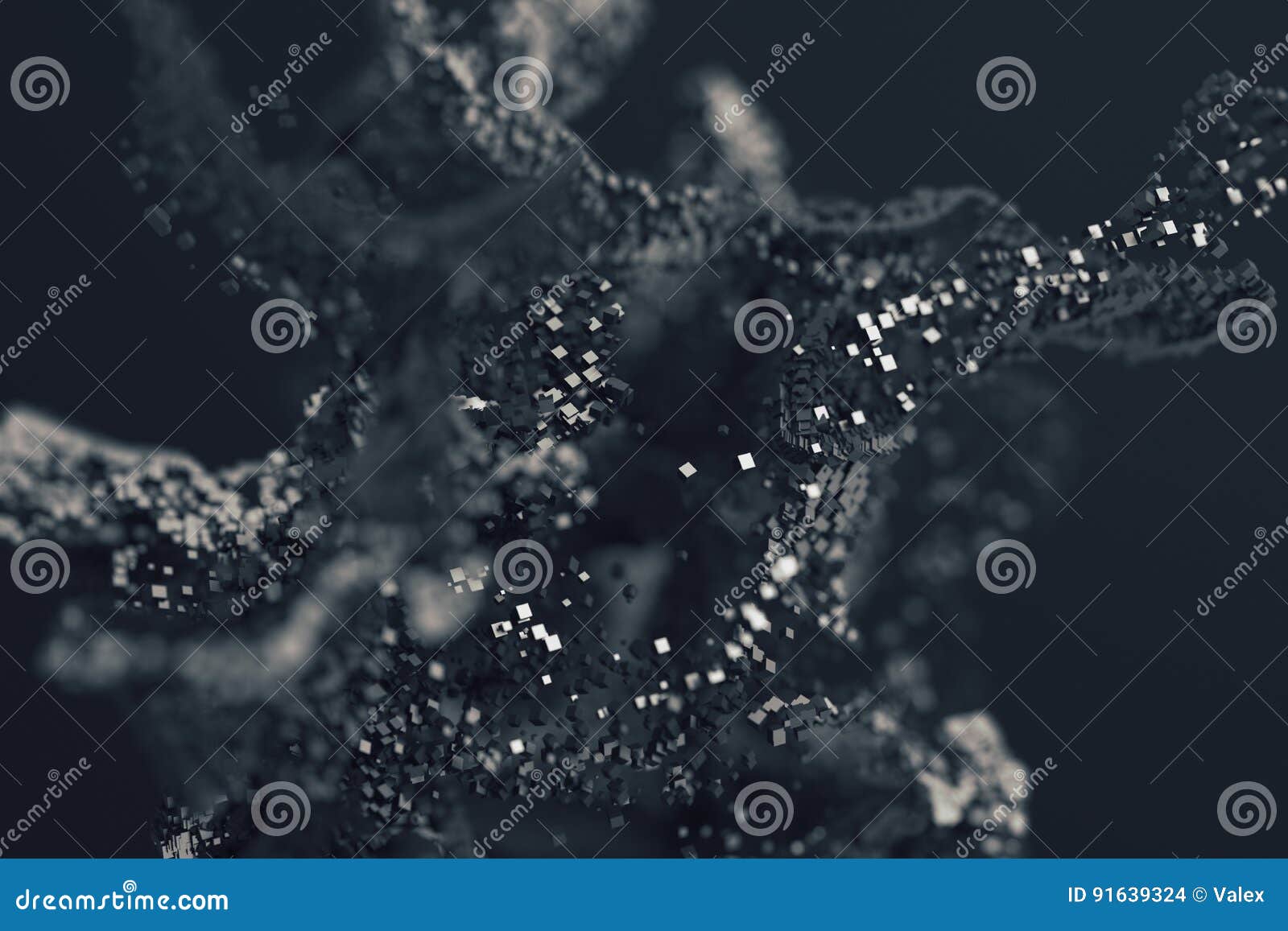 Abstract 3D Rendering of Flying Particles. Stock Illustration ...