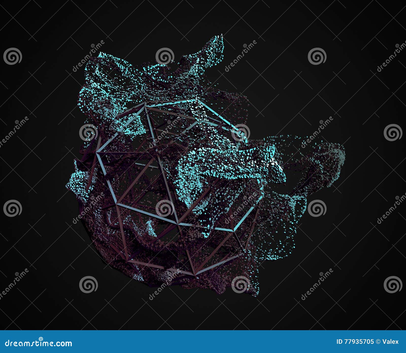 Abstract 3D Rendering of Flying Particles. Stock Illustration ...