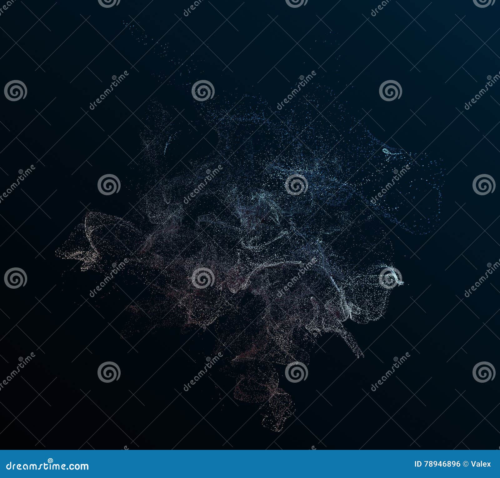 Abstract 3D Rendering of Flying Particles. Stock Illustration ...