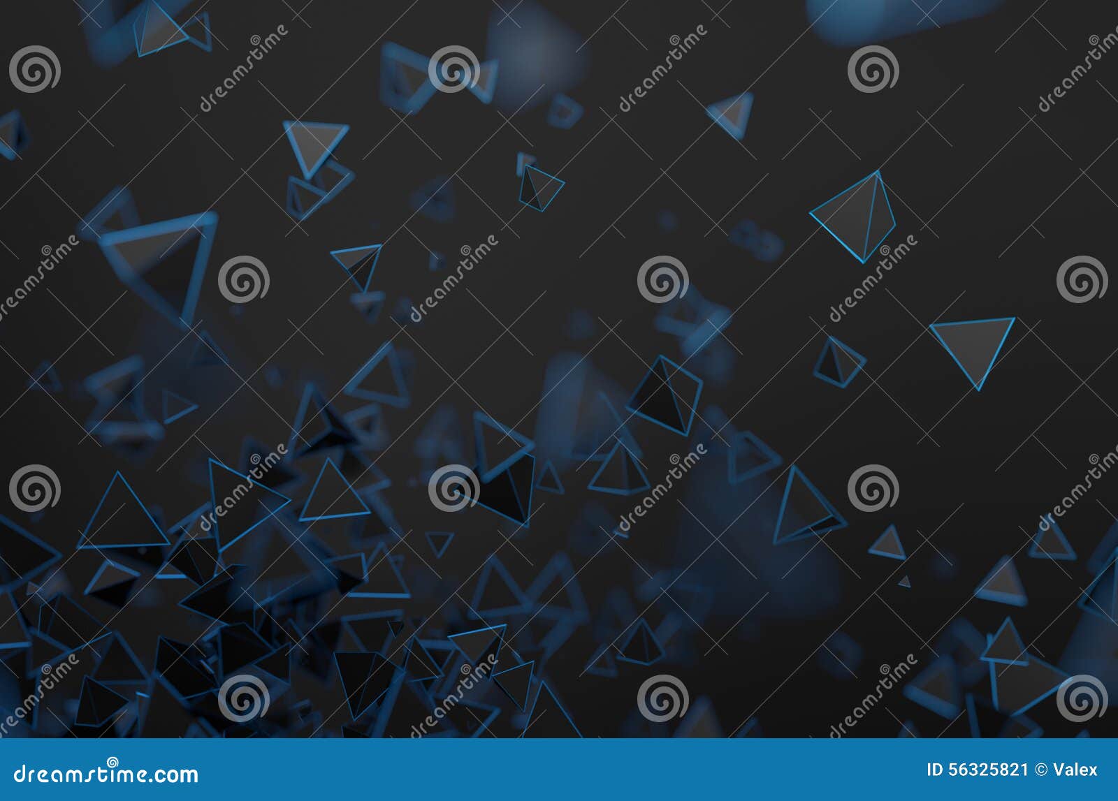 Abstract 3D Rendering of Flying Pyramids Stock Illustration ...