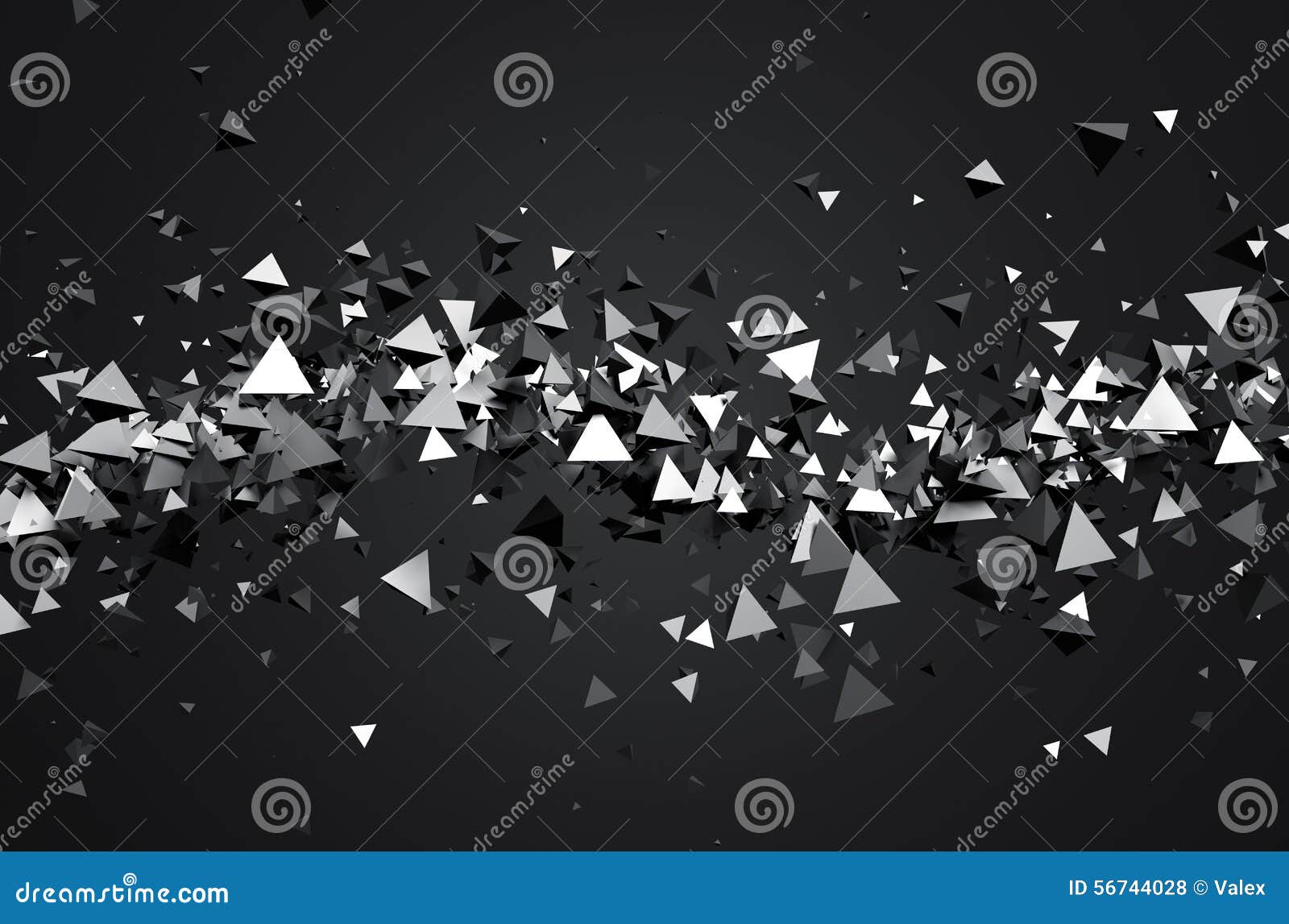 Abstract 3D Rendering of Flying Pyramids Stock Illustration ...