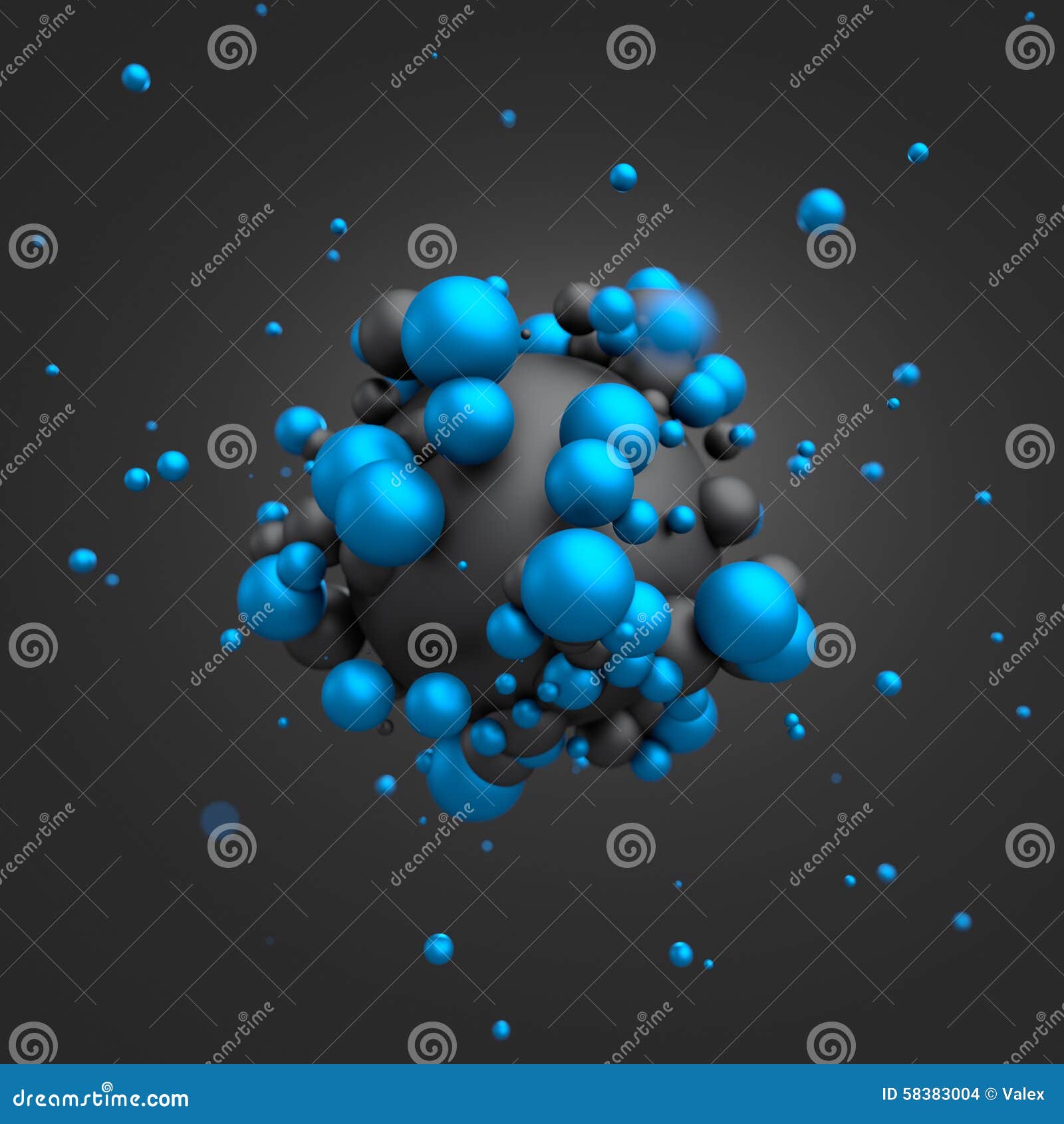 Abstract 3D Rendering of Flying Spheres Stock Illustration ...