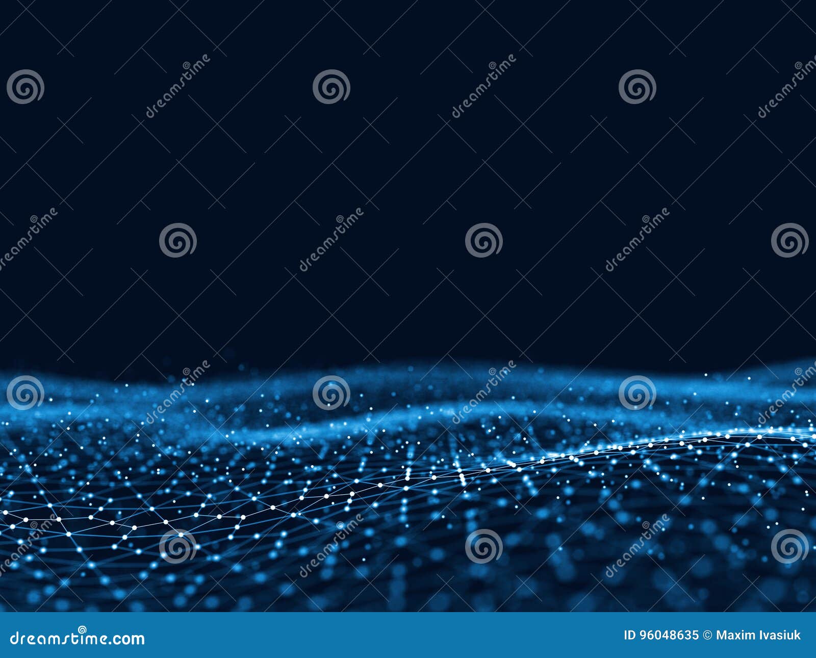 Abstract 3d Rendering Futuristic Dots And Lines Computer Geometric Digital Connection Structure