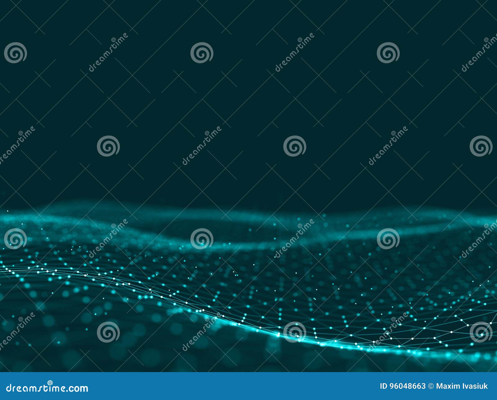 Abstract 3d Rendering Futuristic Dots and Lines. Computer Geometric Digital Connection Structure ...