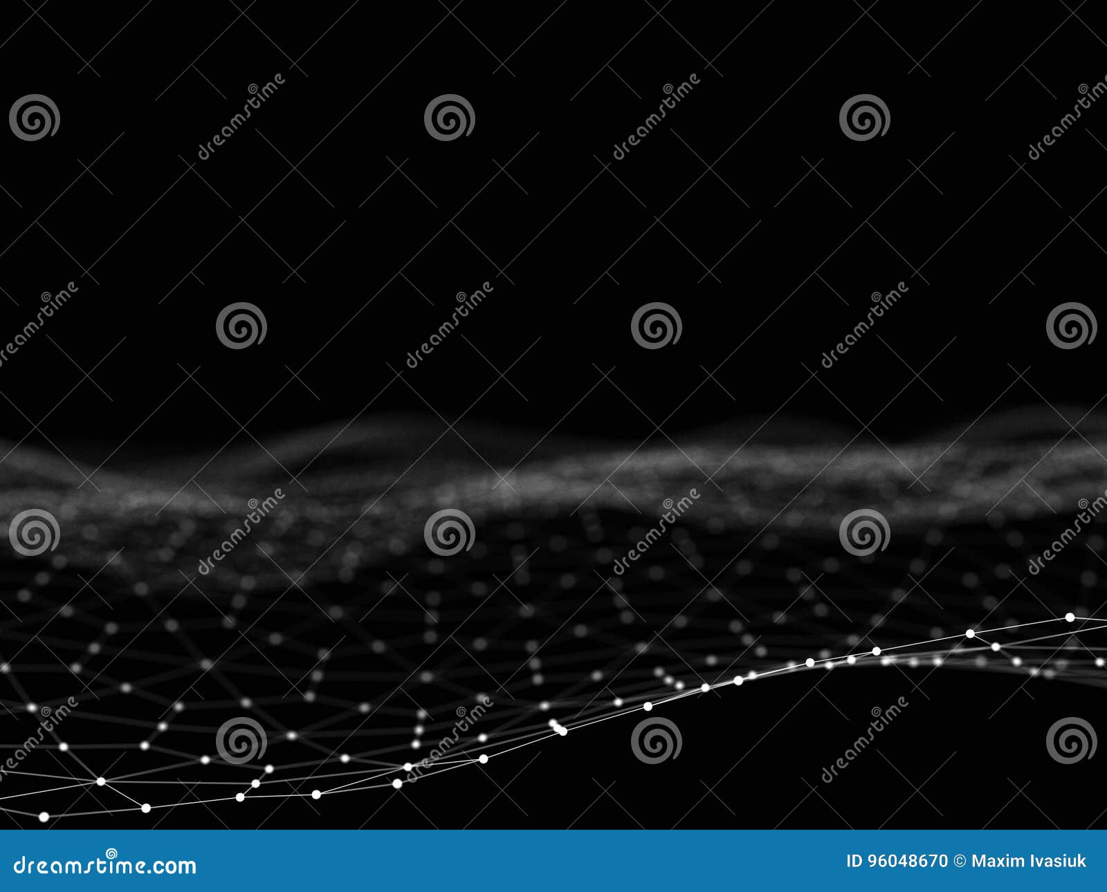 Abstract 3d Rendering Futuristic Dots and Lines. Computer Geometric Digital Connection Structure ...