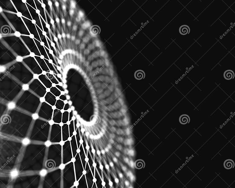 Abstract 3d Rendering Futuristic Dots and Lines. Computer Geometric Digital Connection Structure ...