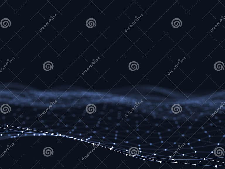 Abstract 3d Rendering Futuristic Dots and Lines. Computer Geometric Digital Connection Structure ...