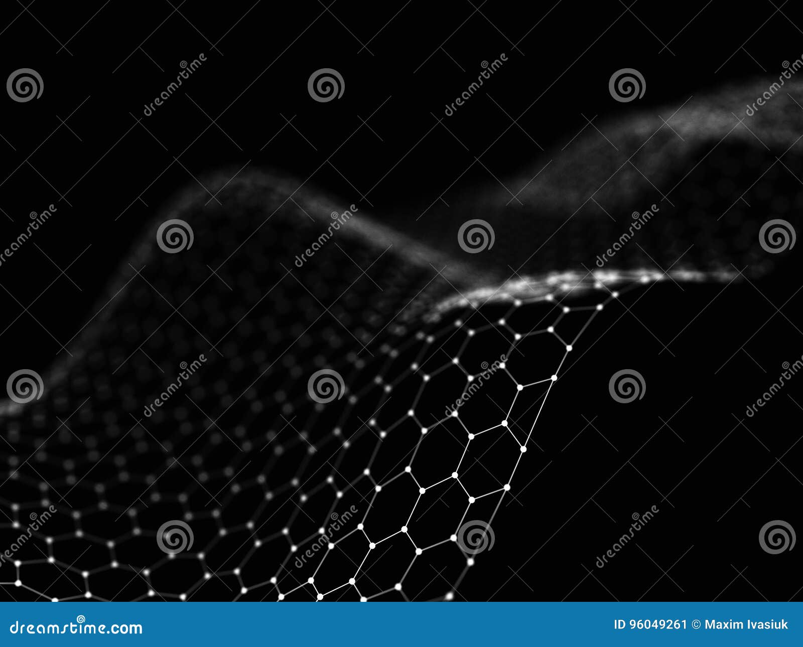 Abstract 3d Rendering Futuristic Dots and Lines. Computer Geometric Digital Connection Structure ...