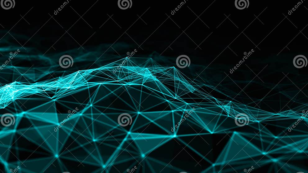 Abstract 3d Rendering Futuristic Dots and Lines. Computer Geometric Digital Connection Structure ...