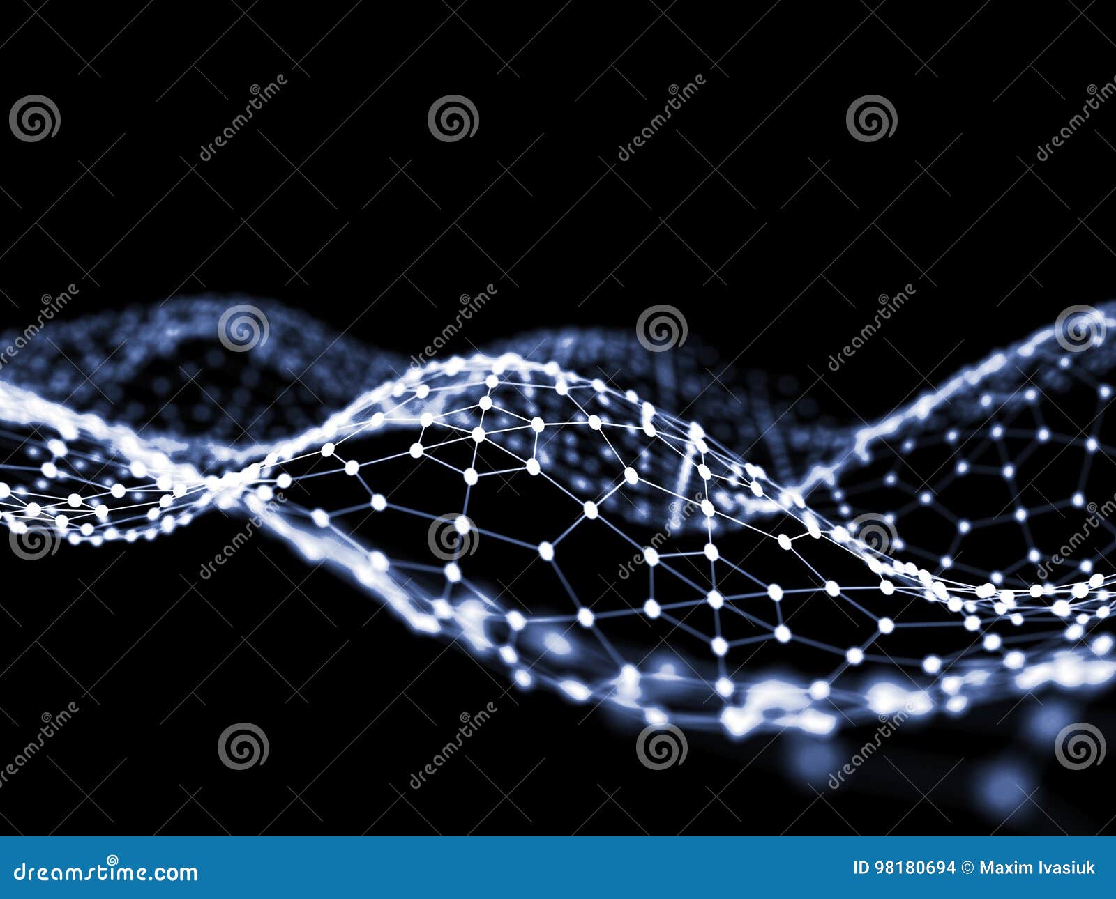 Abstract 3d Rendering Futuristic Dots And Lines Computer Geometric Digital Connection Structure