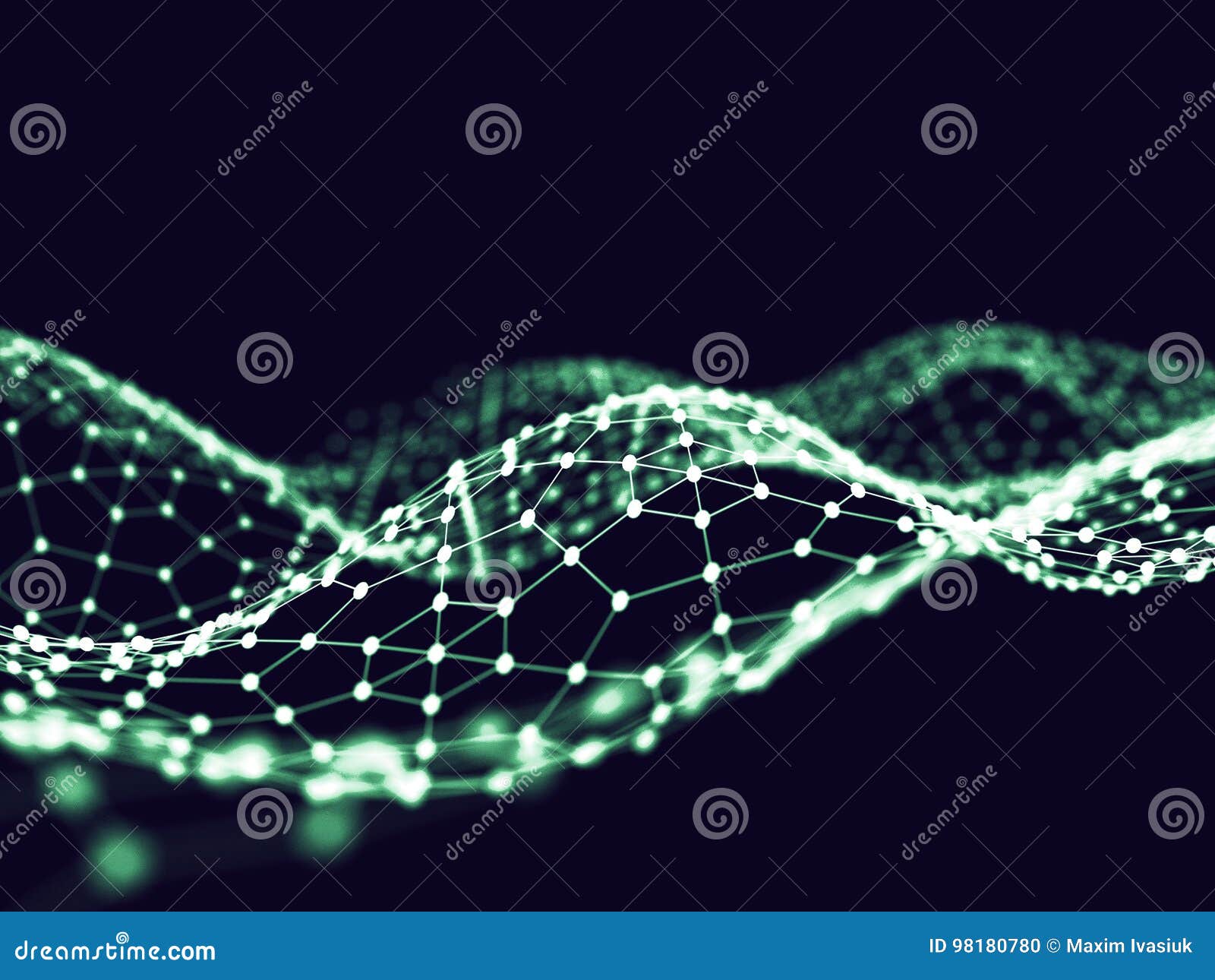 Abstract 3d Rendering Futuristic Dots And Lines Computer Geometric Digital Connection Structure