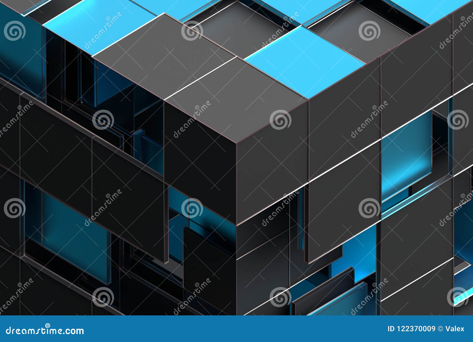 Abstract 3D Rendering of Geometric Shapes Stock Illustration ...