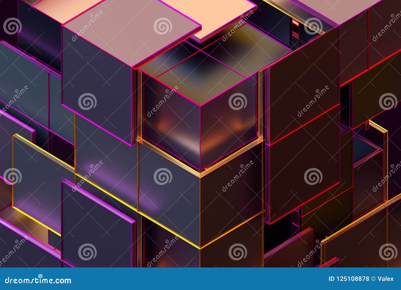 Abstract 3D Rendering of Geometric Shapes Stock Illustration ...