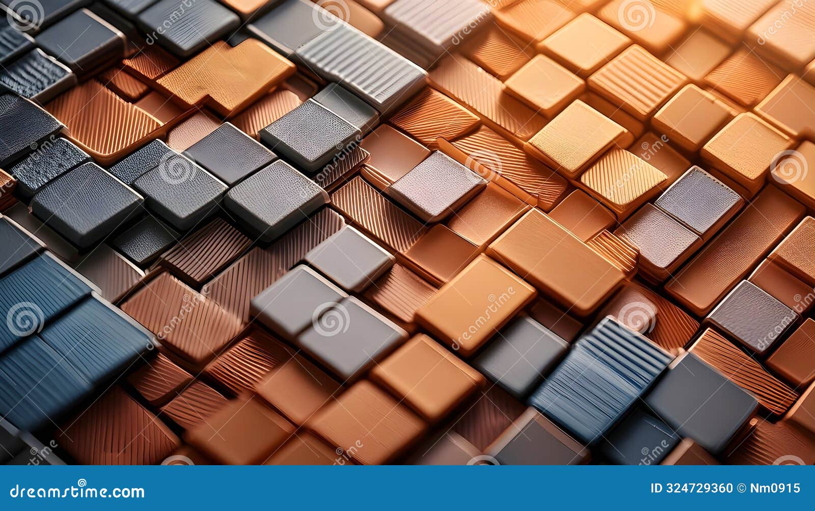 Abstract 3d Rendering of Gold Cubes with Reflective Texture and ...